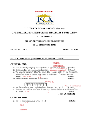 DIT 108 - Computer Organisation AND Architecture KCA Past Paper - KNEC ...