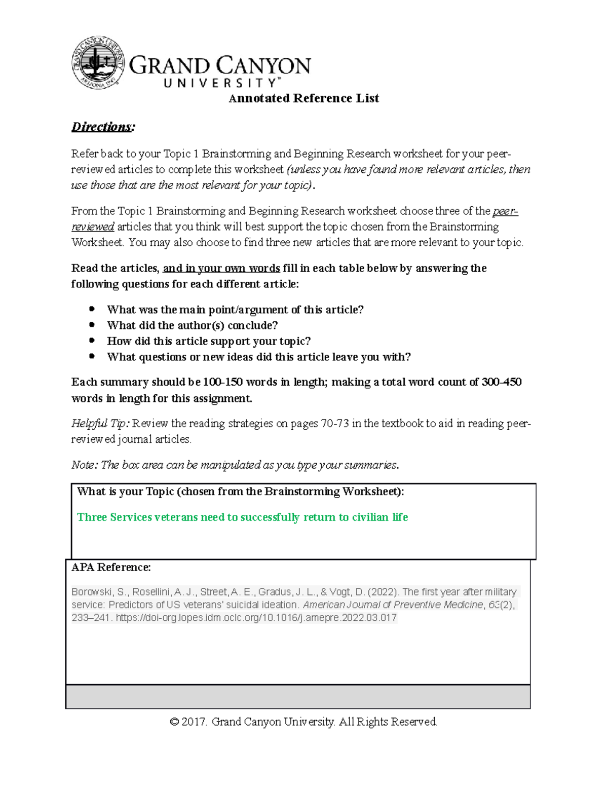Annotated Reference List - Annotated Reference List Directions: Refer ...