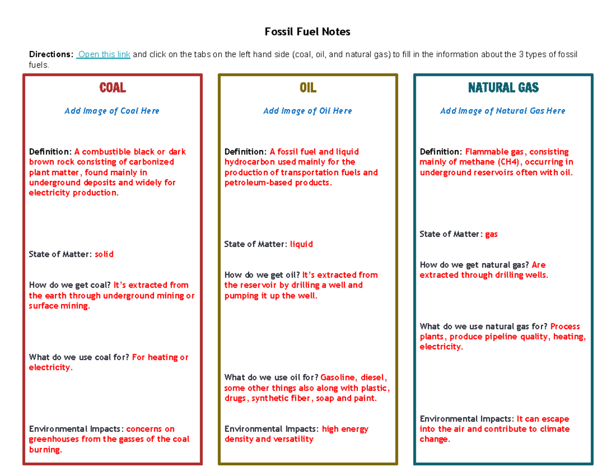 Fossil Fuel Notes - Fossil Fuel Notes Directions: Open this link and ...