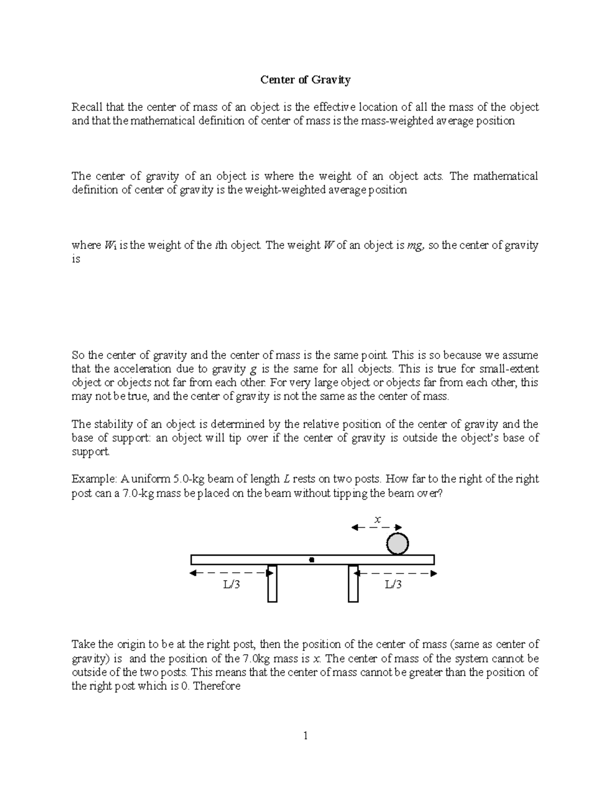 Center of gravity and stability question - Center of Gravity Recall ...