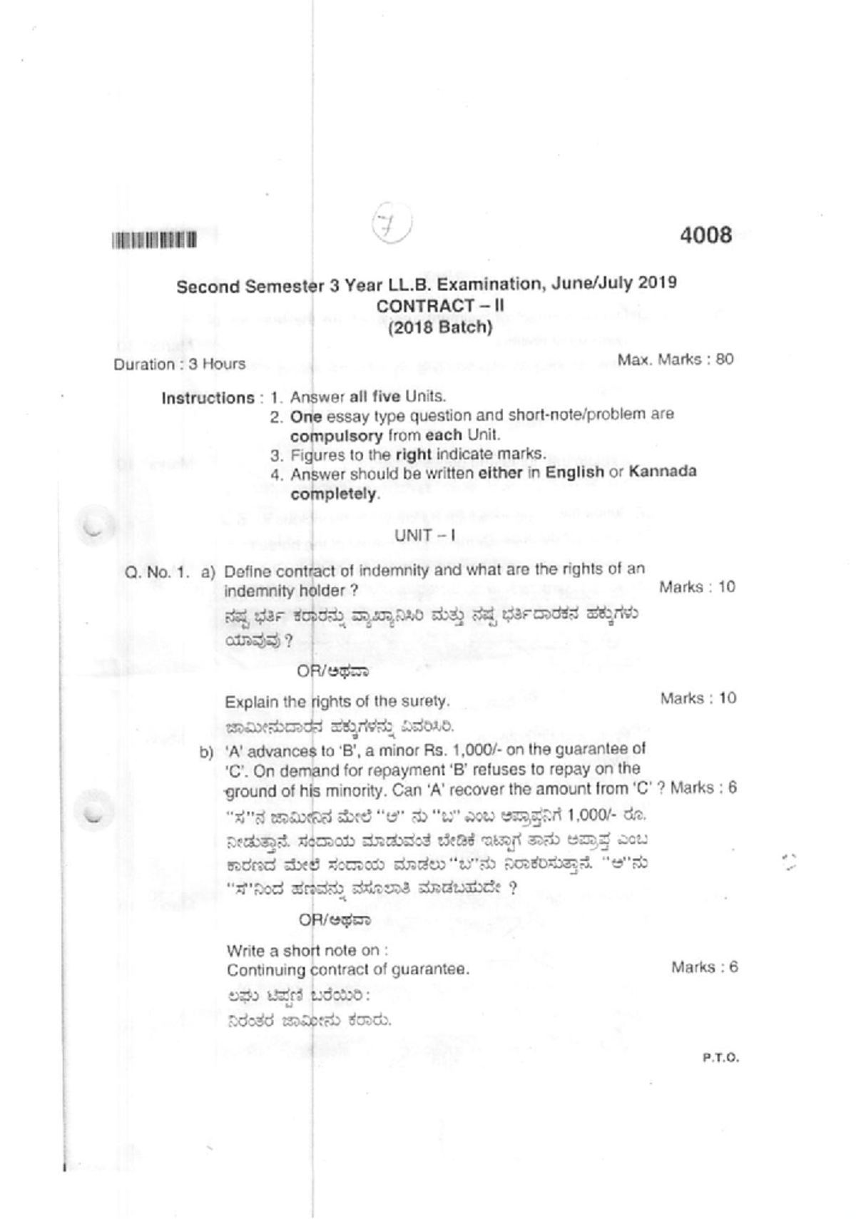 Contract-II - Question papers Contract-II , LLB second semester - 7 ...