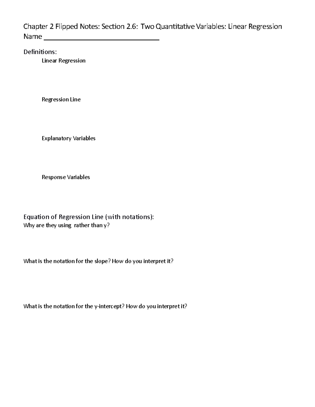 2.6 Flipped Notes - homework study. - Chapter 2 Flipped Notes: Section ...