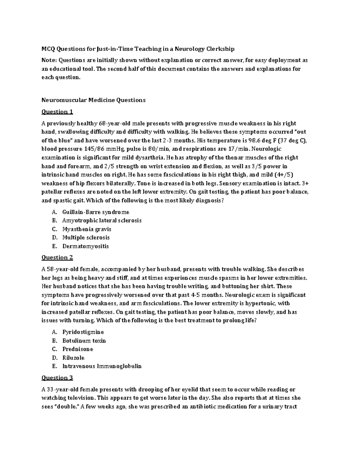 Neuro Medicine MCQs - Multiple Choice Questions / MCQS - MCQ Questions for Just-in-Time Teaching ...