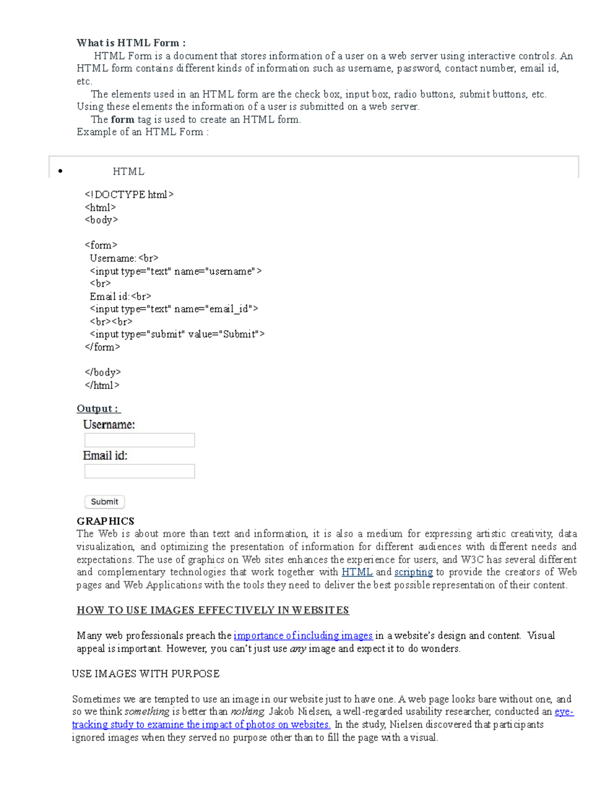 Wdd - What is HTML Form : HTML Form is a document that stores information of a user on a web ...