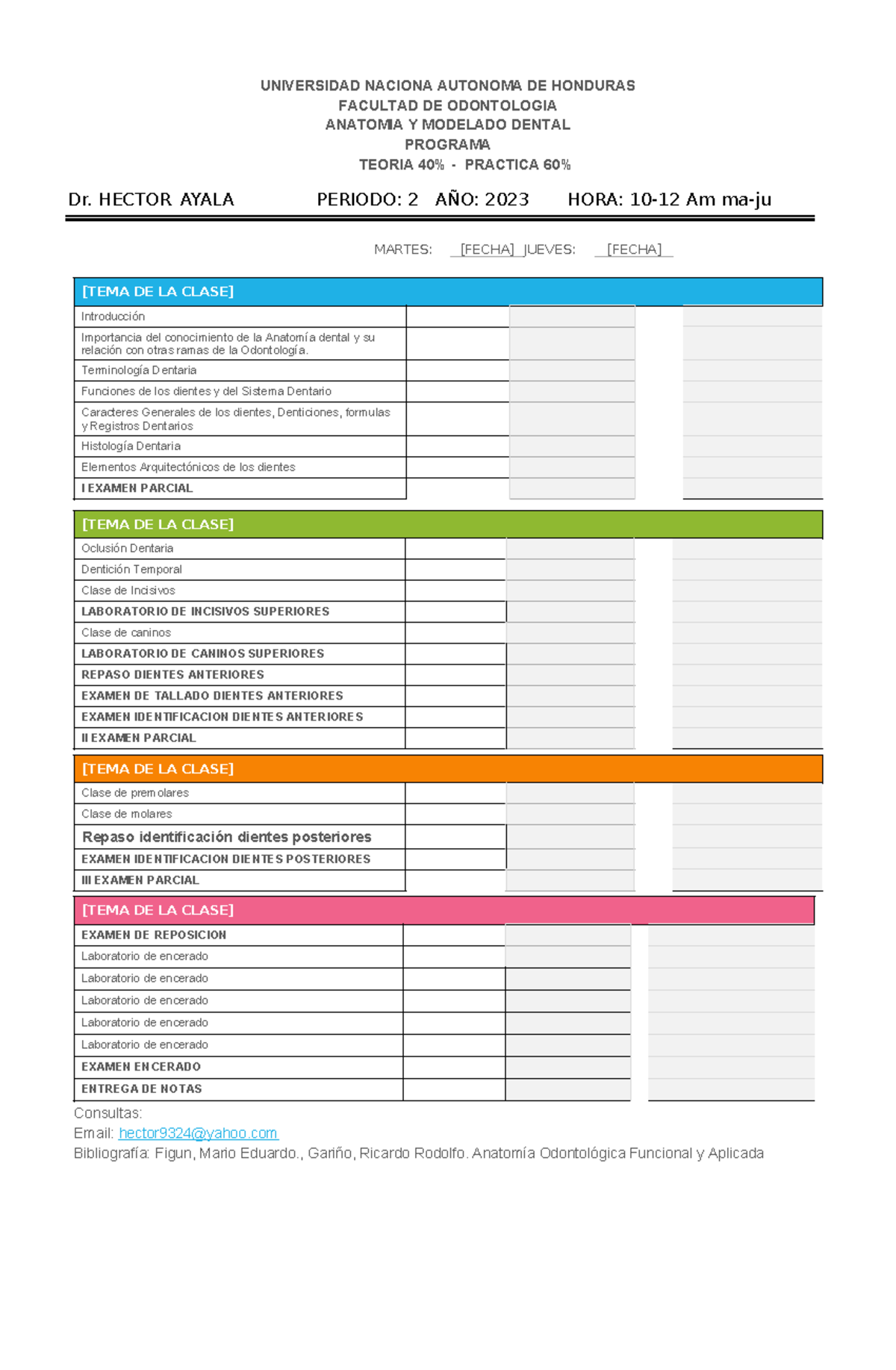 Programa Hector 2 Periodo 2023 martes y jueves - UNIVERSIDAD NACIONA ...