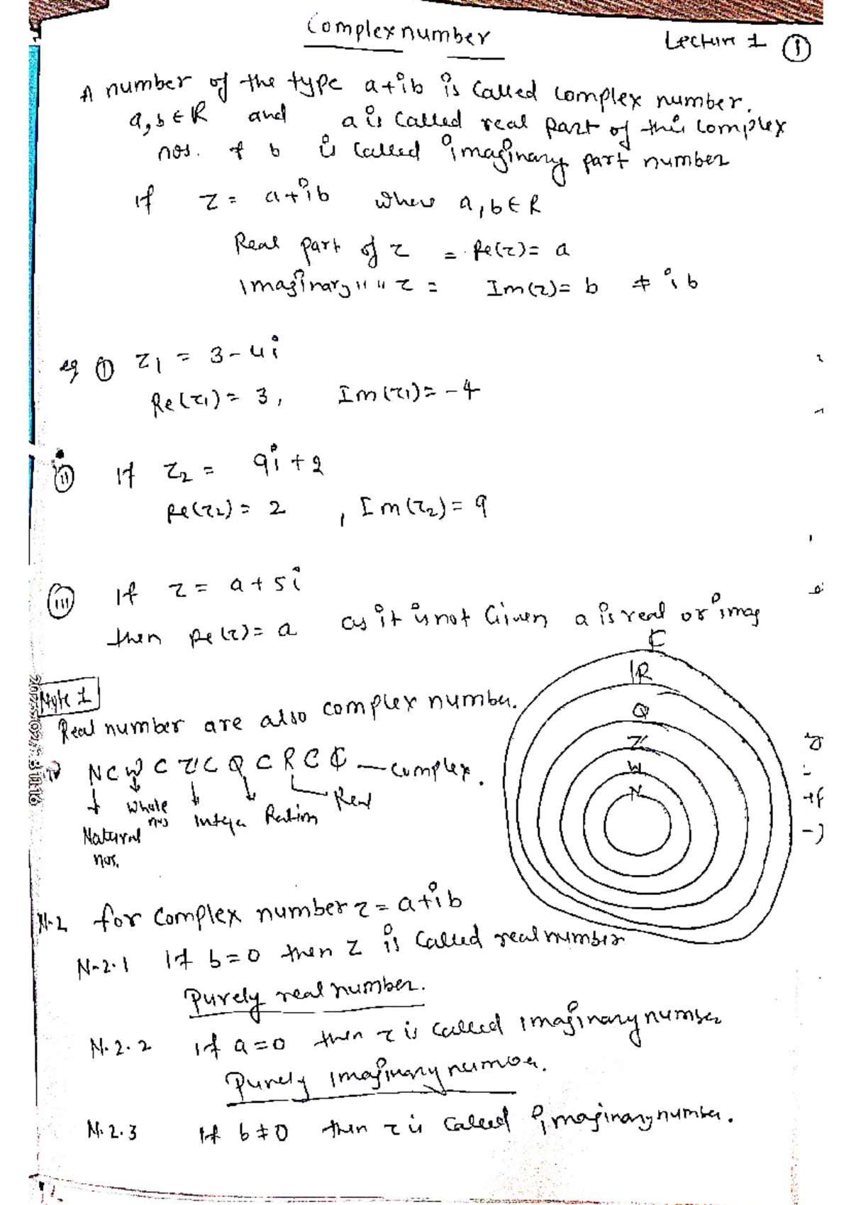 Complex Number Hand written Notes - Bachleors of computer applications ...