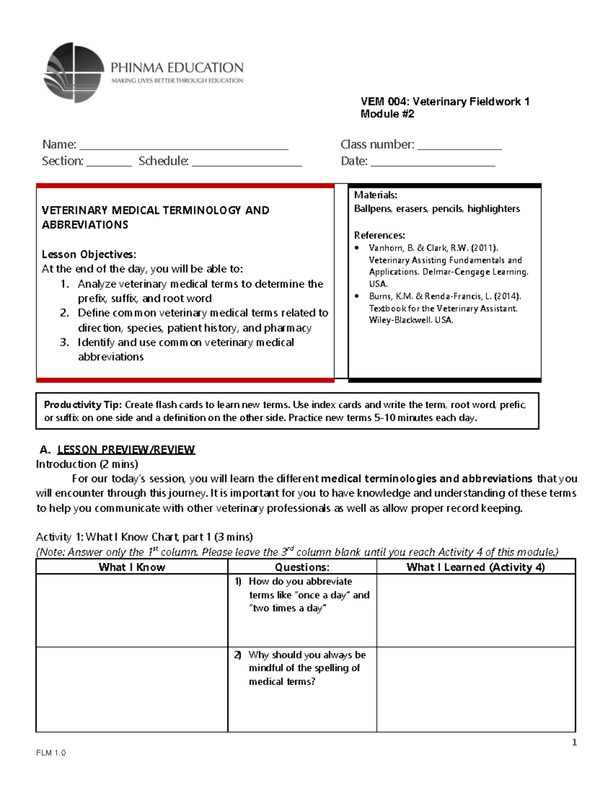 VEM004 SAS02 - Notes - Module # 2 Name ...