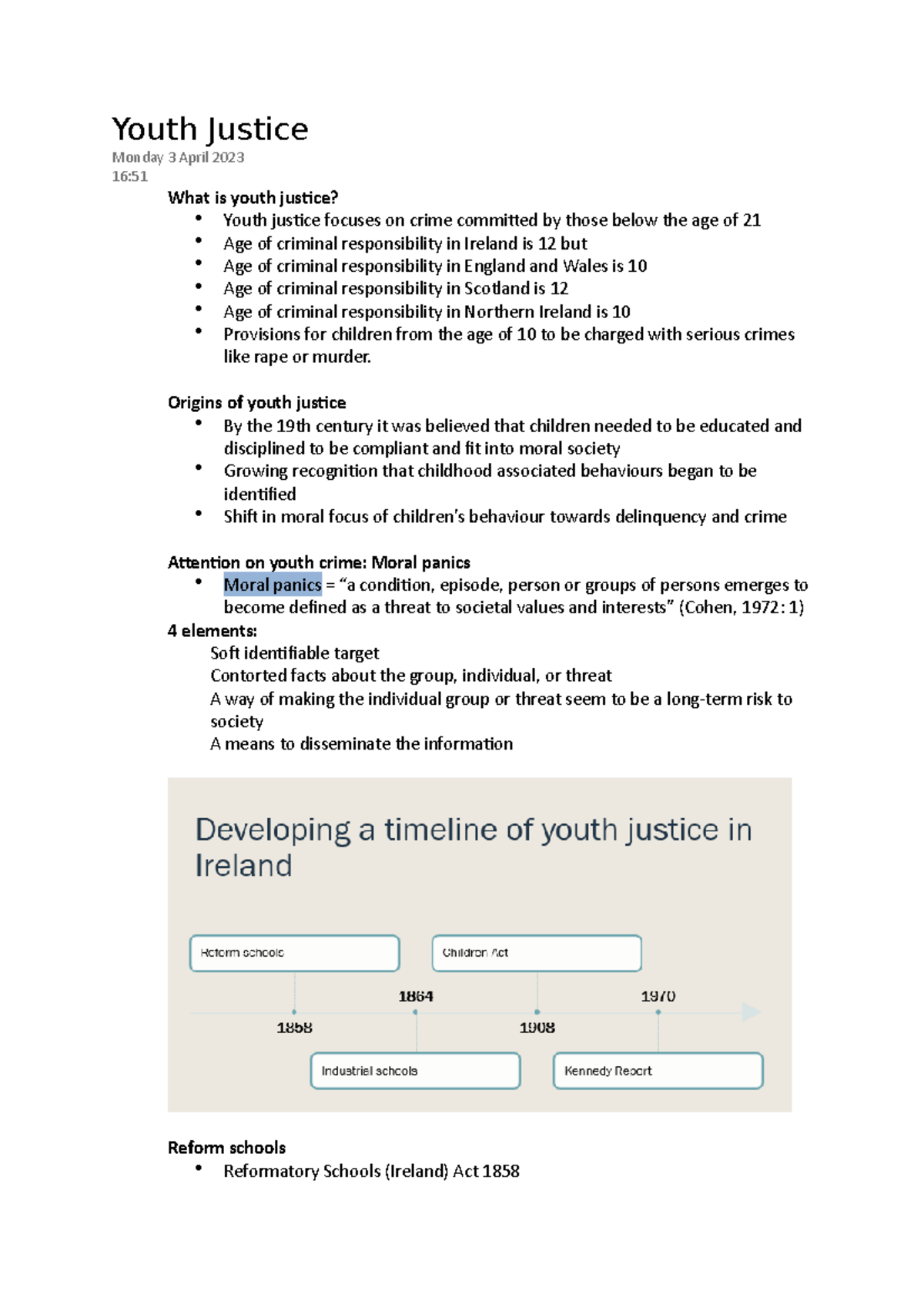 Youth Justice - NOTES - Youth Justice Monday 3 April 2023 16: What is ...