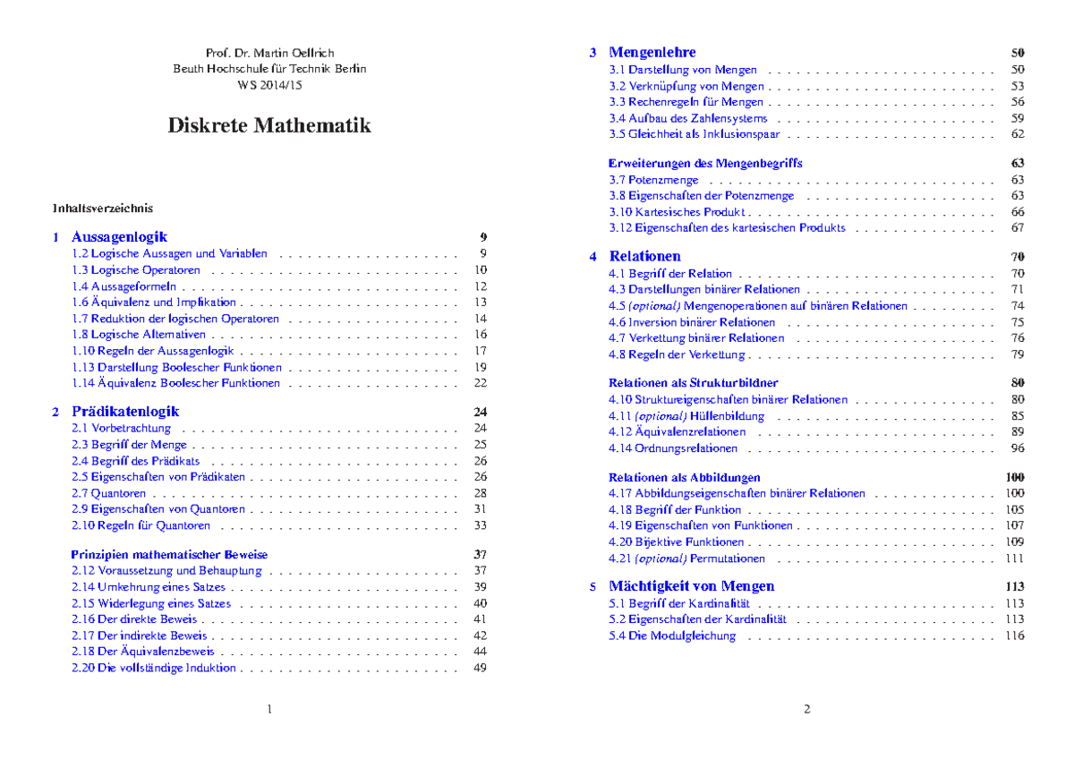 Diskrete Mathematik - gut - Prof. Dr. Martin Oellrich Diskrete ...