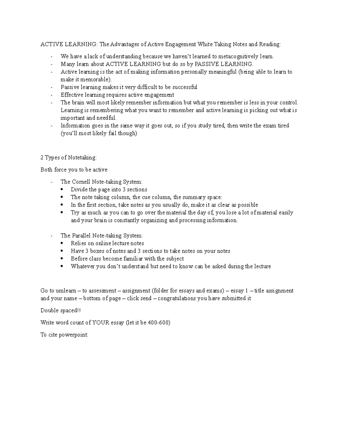 Active Learning class note - ACTIVE LEARNING: The Advantages of Active ...