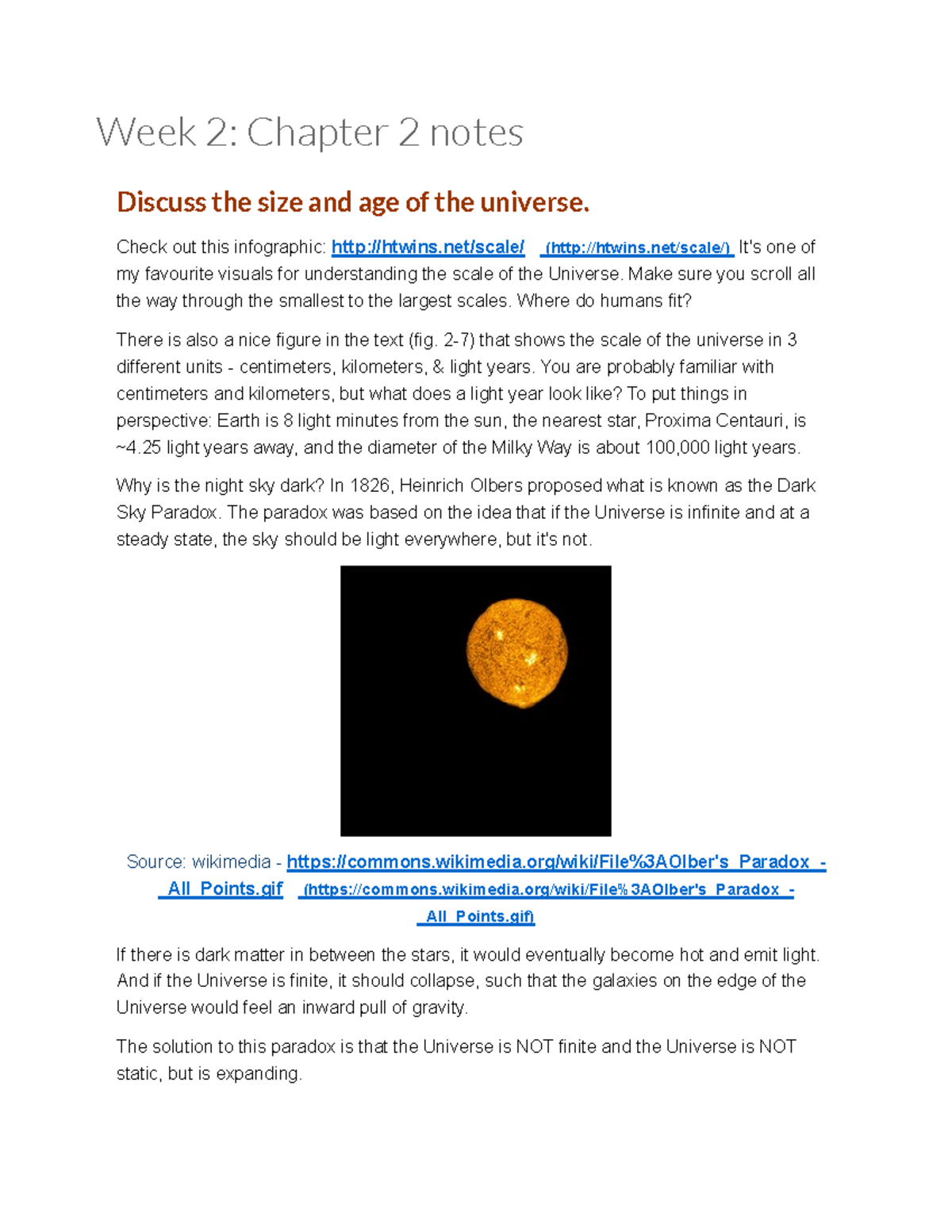Chapter 2 notes - Week 2: Chapter 2 notes Discuss the size and age of ...