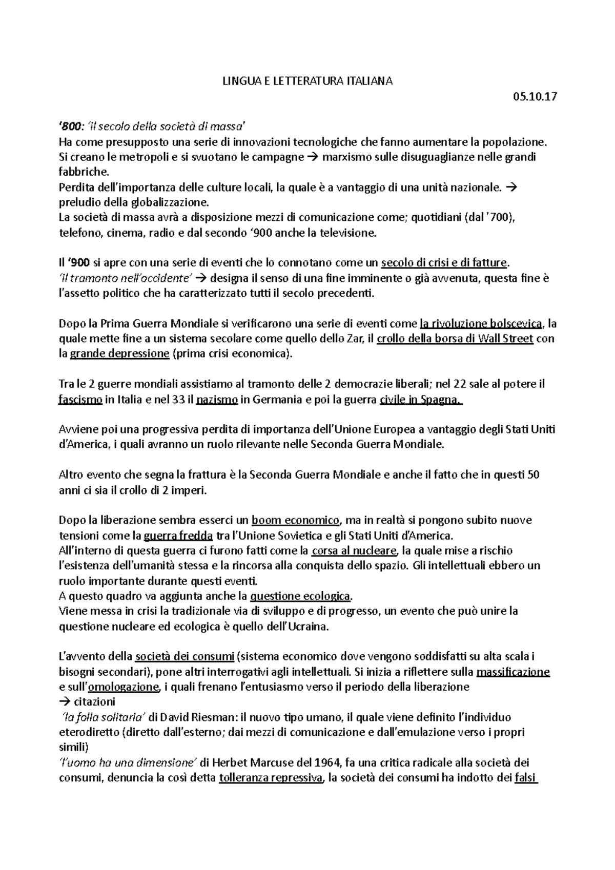 Letteratura e Cultura Italiana - LINGUA E LETTERATURA ITALIANA 05.10 ...