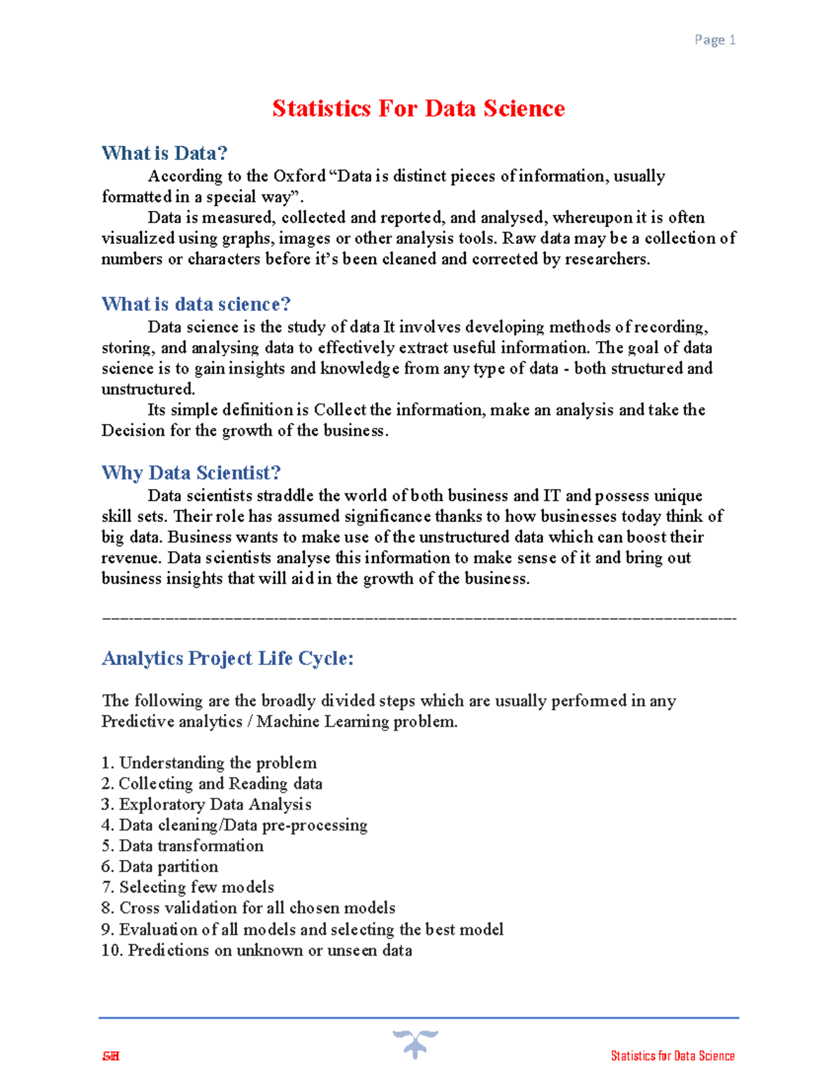 Statistics for data science - Statistics For Data Science What is Data ...