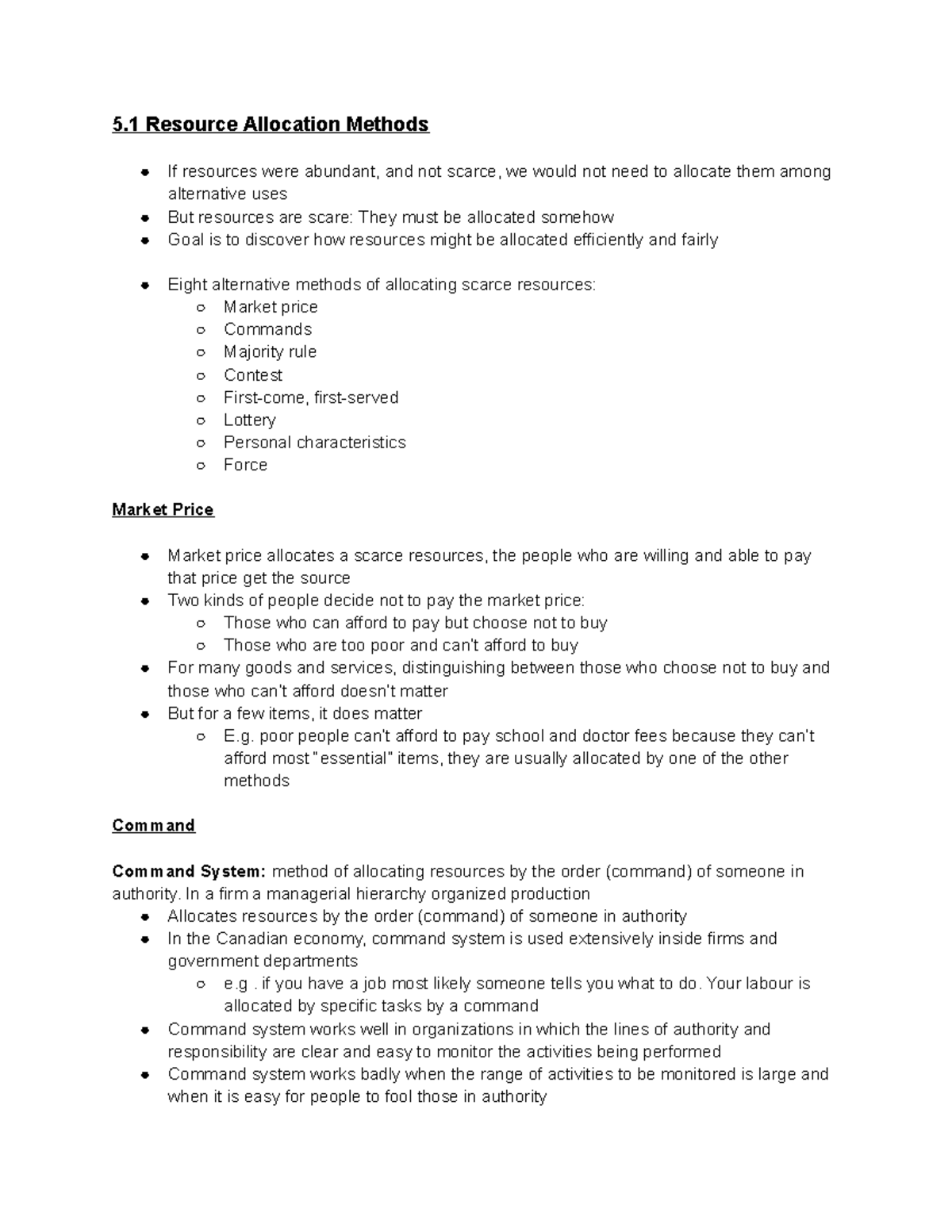 Chapter 5 - Efficiency and Equity - 5 Resource Allocation Methods If resources were abundant ...