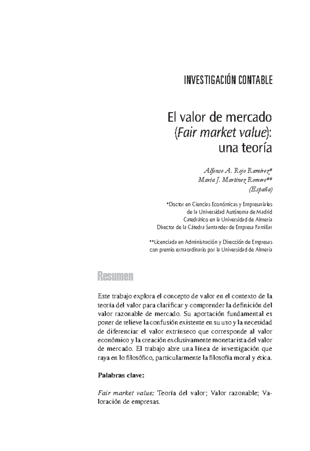 El valor de mercado Fair market value un - INVESTIGACIÓN CONTABLE El ...