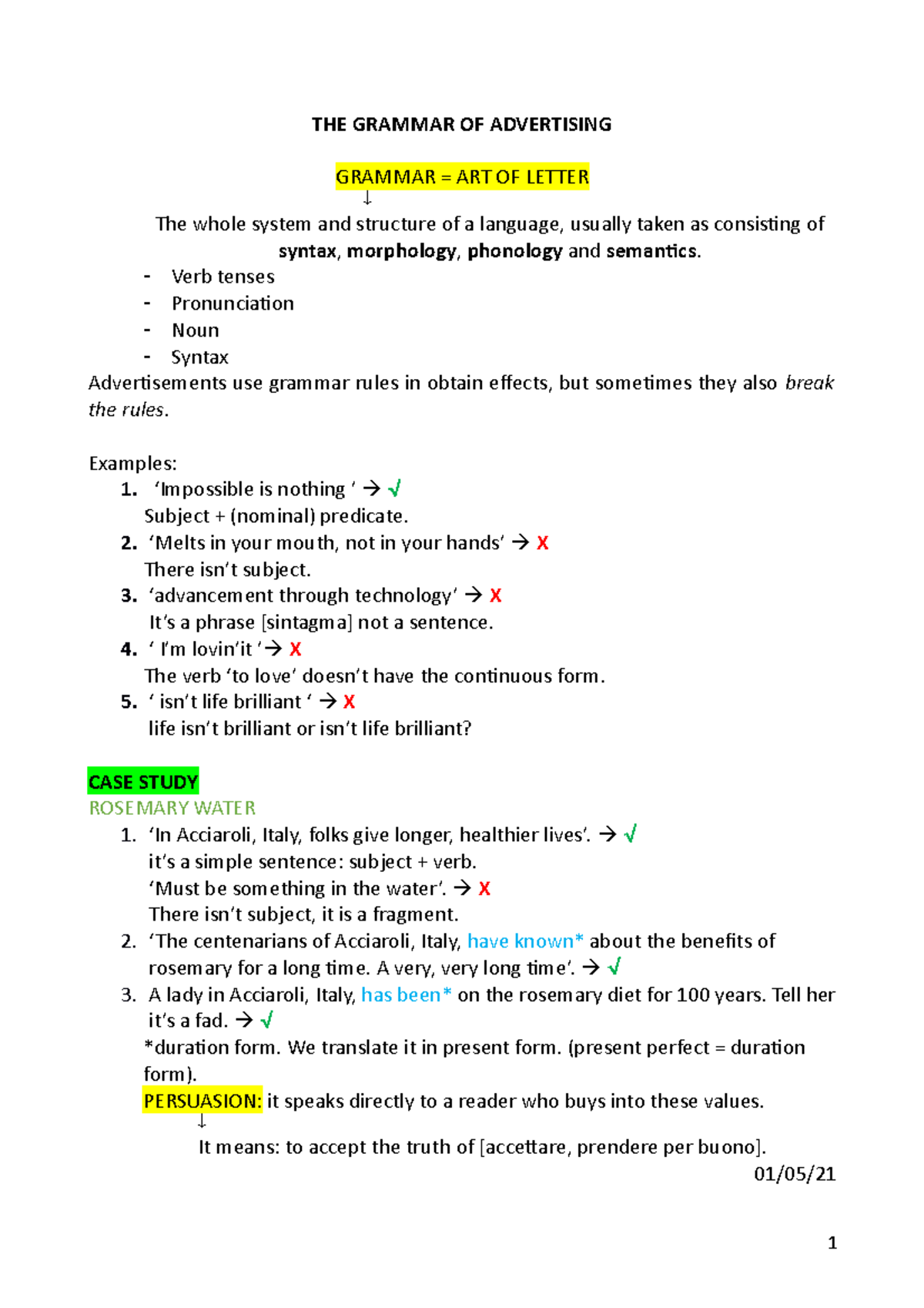 Grammatica - grammar of ads - THE GRAMMAR OF ADVERTISING GRAMMAR = ART ...