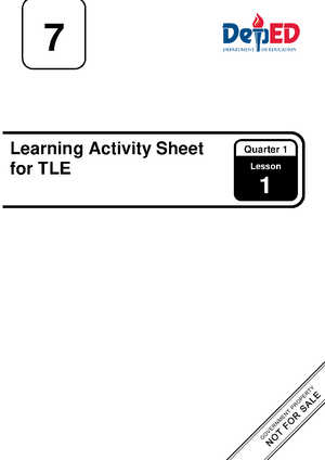 2-Q1 WS TLE 7 Lesson 2 Week 2 - Learning Activity Sheet for TLE 7 Lesson 2 Quarter 1 Learning ...