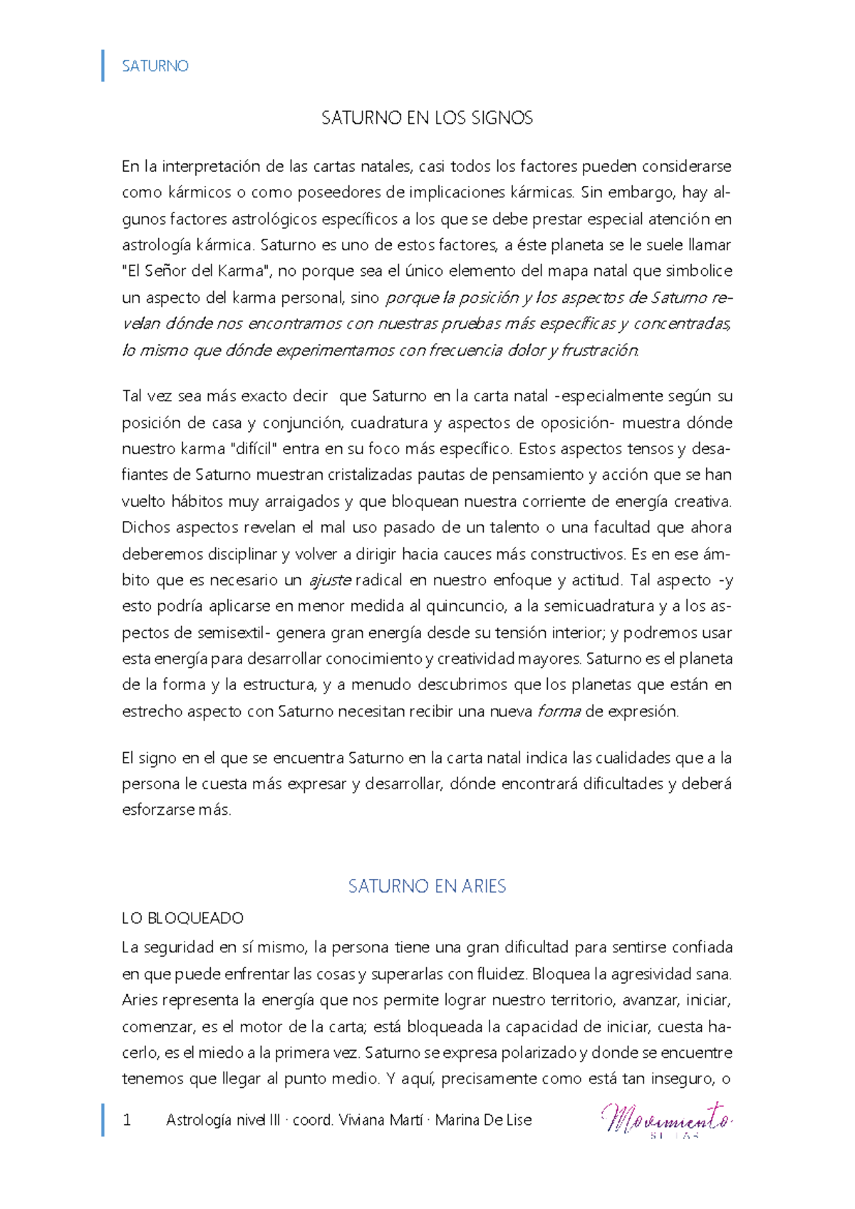 524415378 Saturno en Los Signos - SATURNO EN LOS SIGNOS En la ...