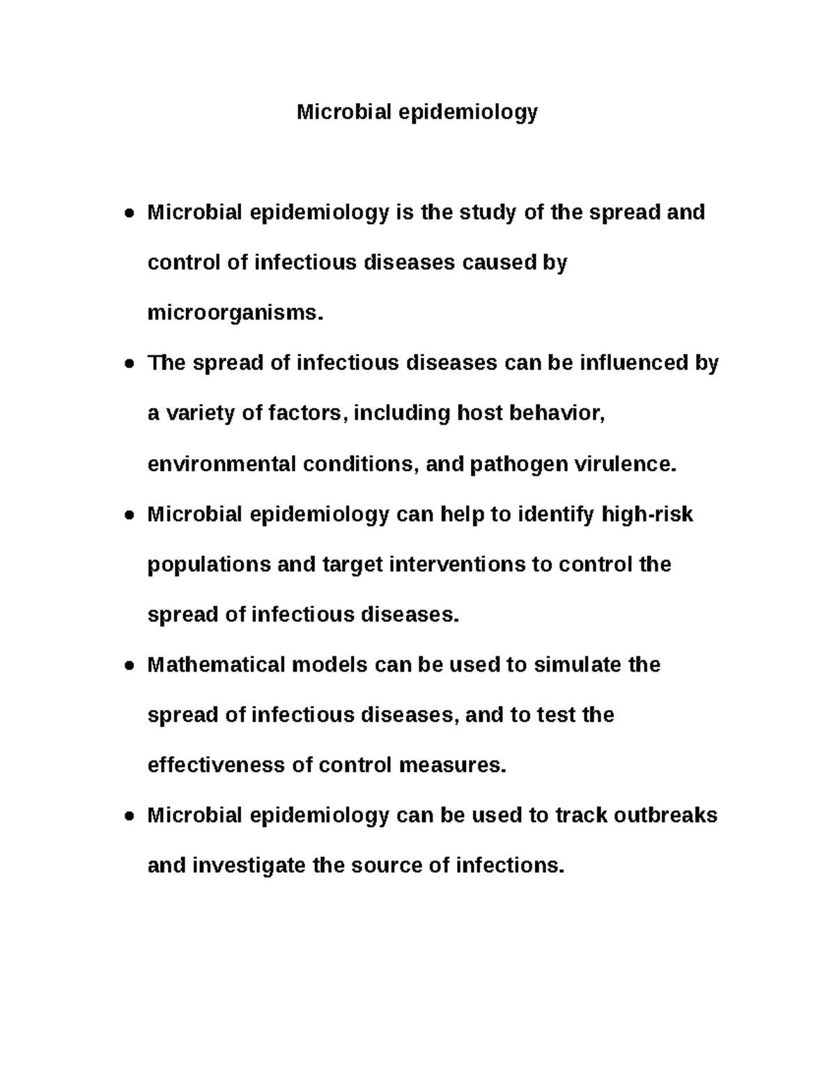 Microbial epidemiology - Google Docs - Microbial epidemiology Microbial ...