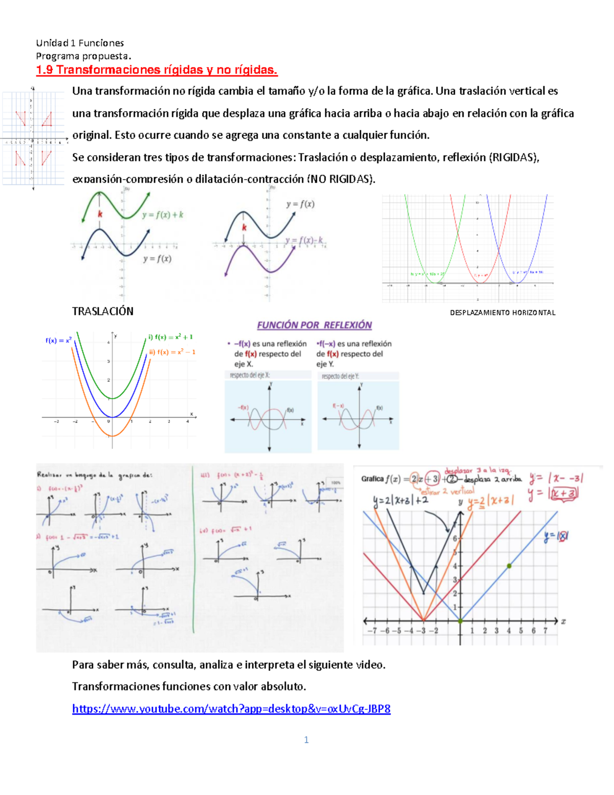 Apuntes 1 - jujjjj - Programa propuesta. 1 Transformaciones rígidas y ...