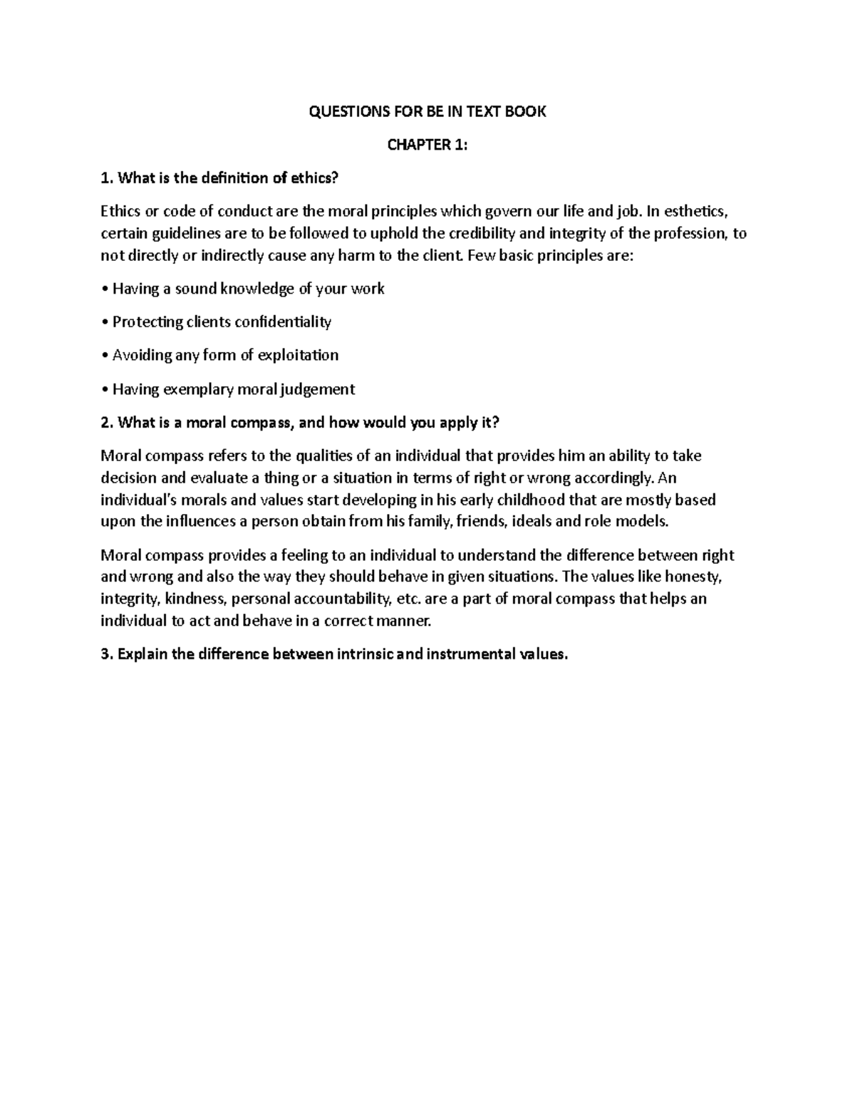 BE IN TEXT BOOK - SOLUTIONS FOR TEXTBOOK QUESTIONS - QUESTIONS FOR BE ...