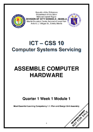 CSS11-Q3-Wk4 - computer system servicing - Control No ...
