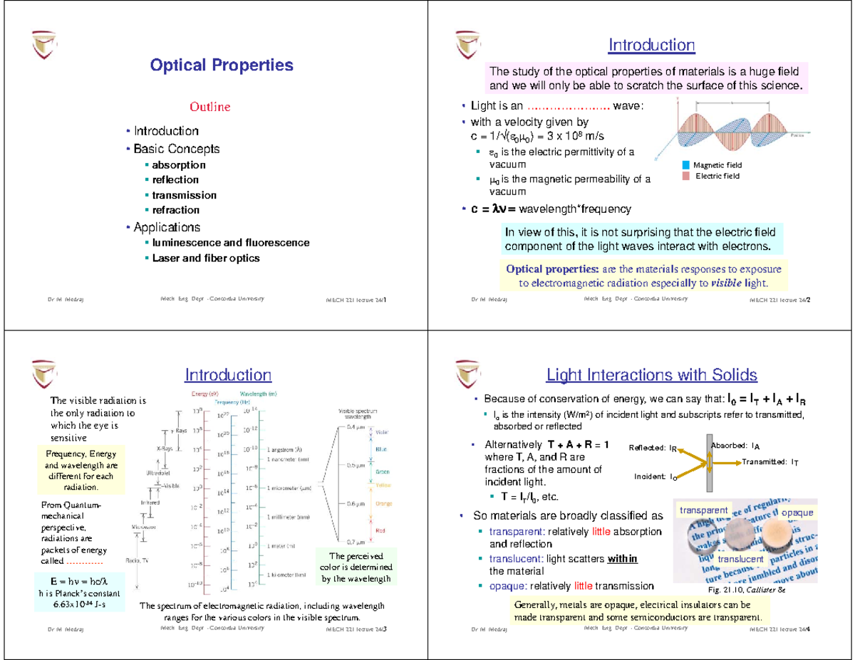 Lecture 25 MECH 221 - Dr. M. Medraj Mech. Eng. Dept. - Concordia University MECH 221 lecture 24/ ...