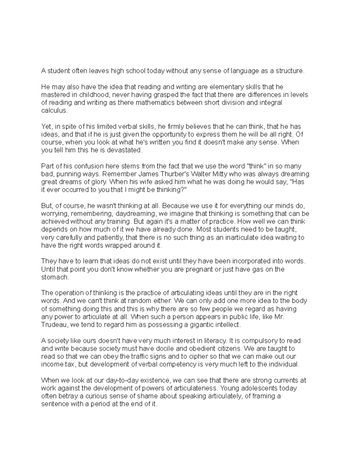 Oiuytre - 100% helpful, best - A student often leaves high school today ...