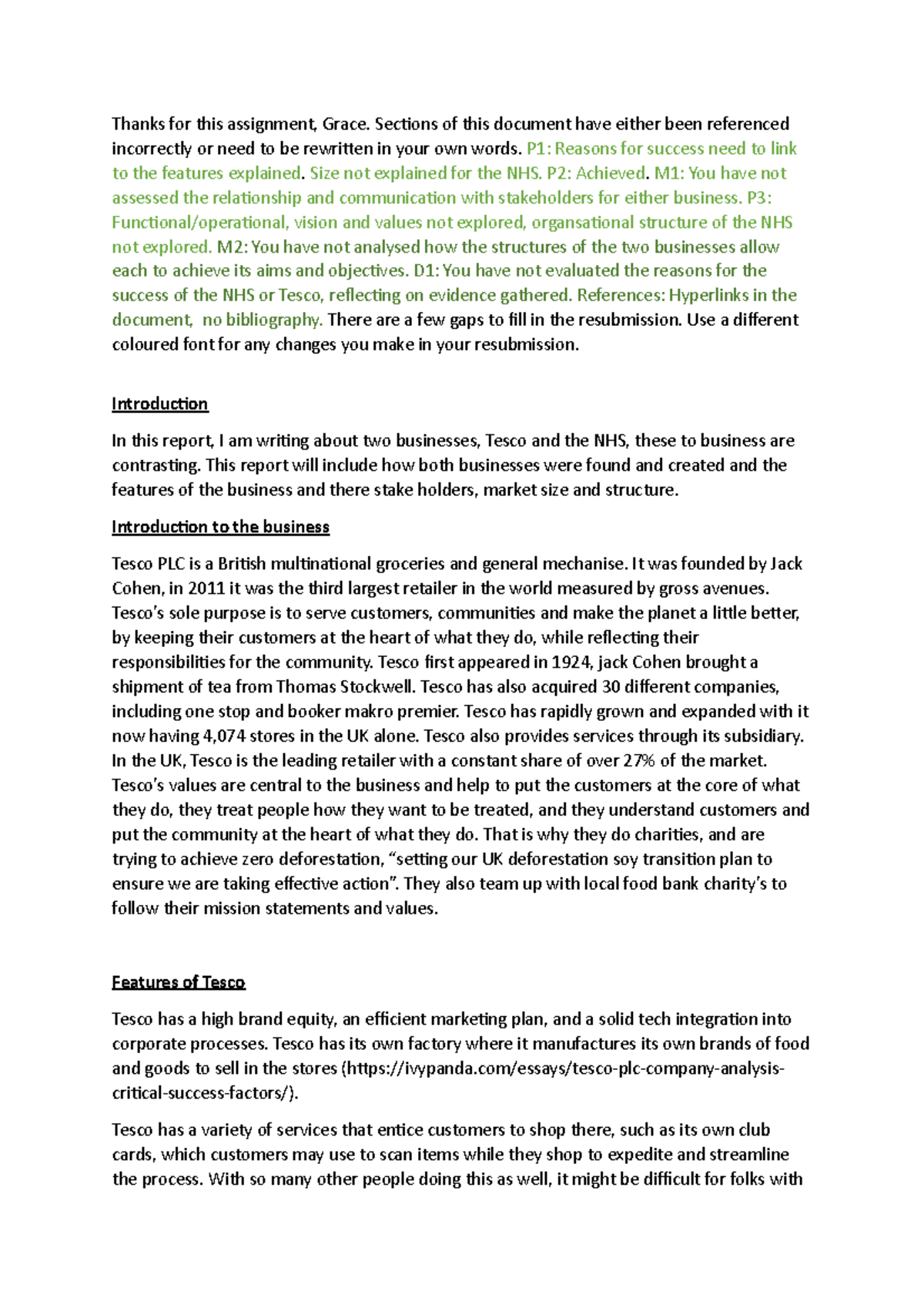 Assiment 1 - Thanks for this assignment, Grace. Sections of this ...