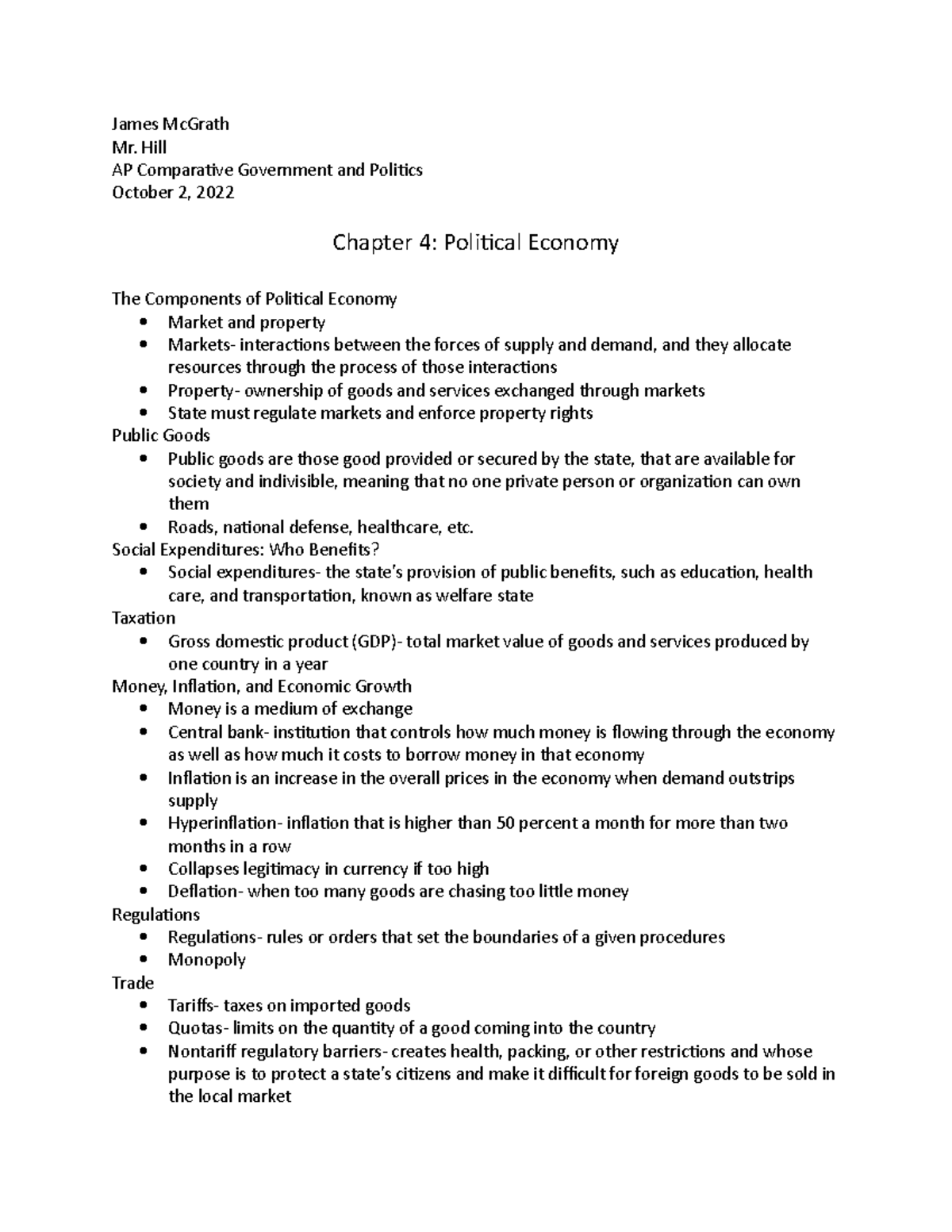 COGO Chapter 4 Poltical Economy - James McGrath Mr. Hill AP Comparative ...