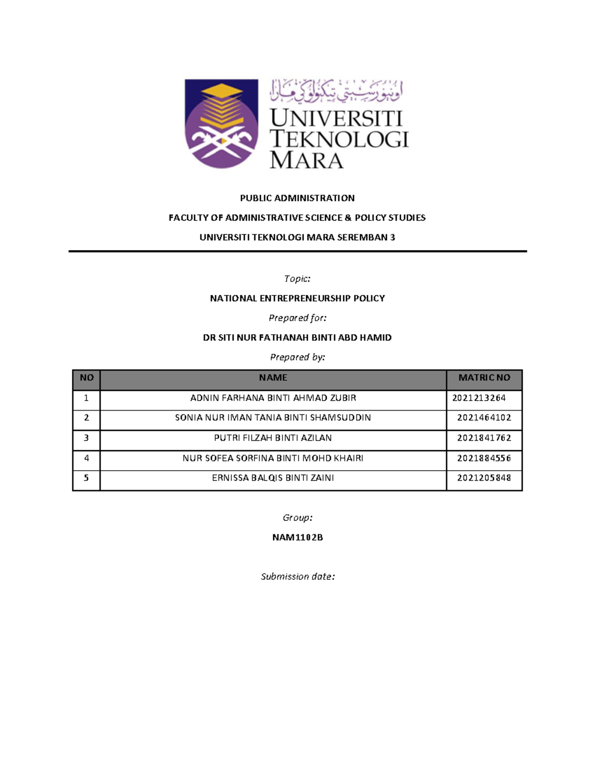 Assignment PAD104 - PUBLIC ADMINISTRATION FACULTY OF ADMINISTRATIVE ...