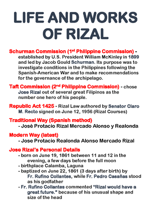 Rizal-Coverage 085811 - LESSON 9 Works of Rizal Lesson Outcomes: At the ...