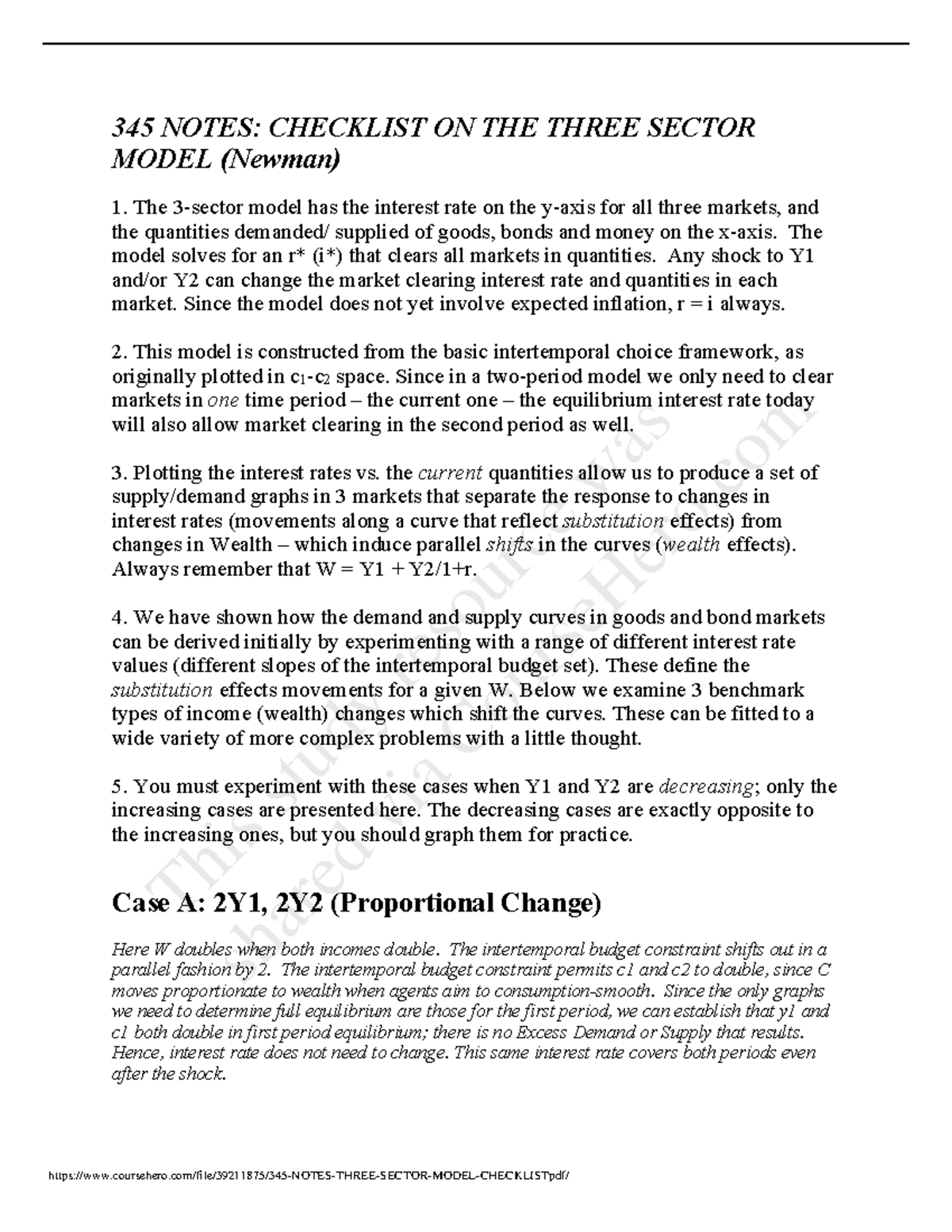 Three sector notes - econ345 - 345 NOTES: CHECKLIST ON THE THREE SECTOR ...