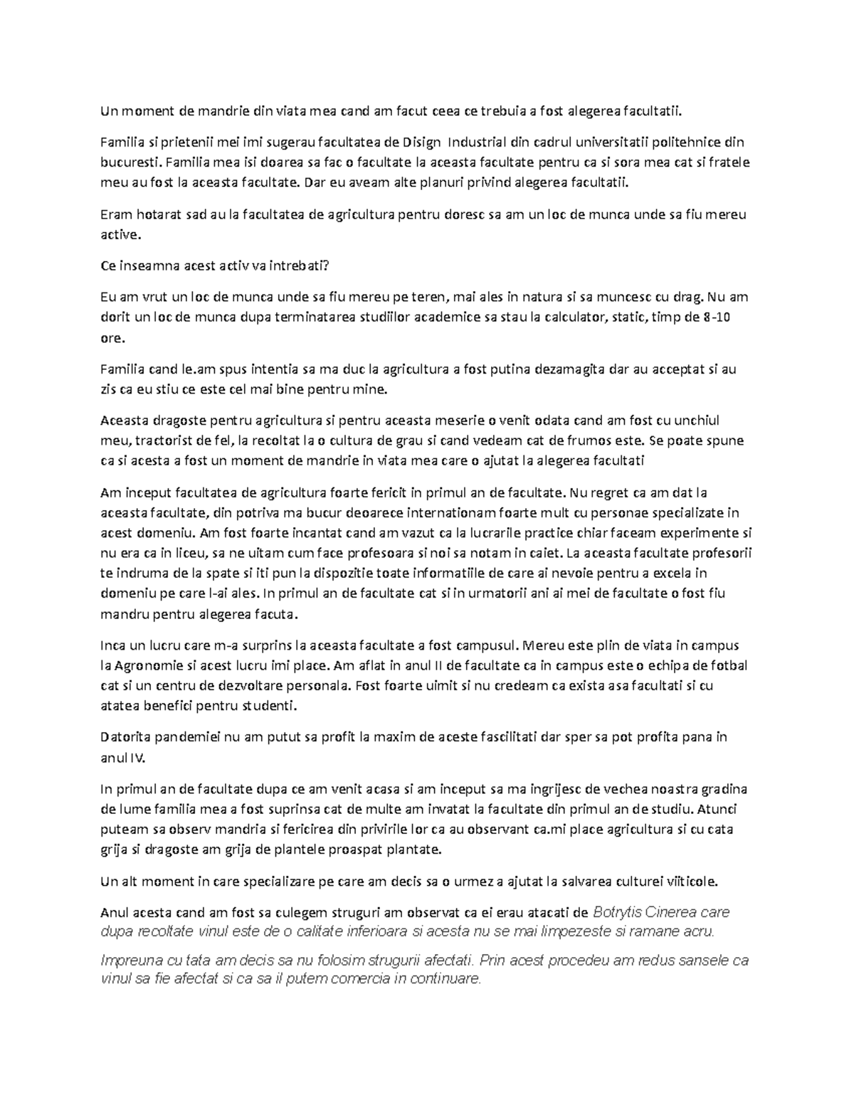 Eng traducere - Un moment de mandrie din viata mea cand am facut ceea ...