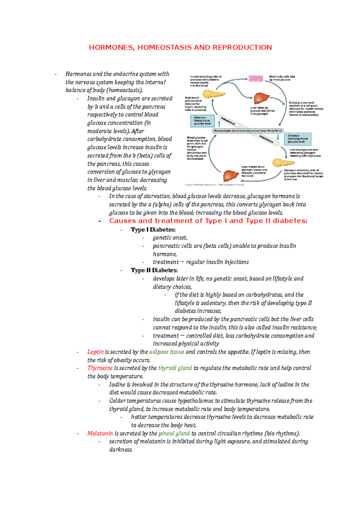 6 - Summary. - HORMONES, HOMEOSTASIS AND REPRODUCTION Hormones and the ...