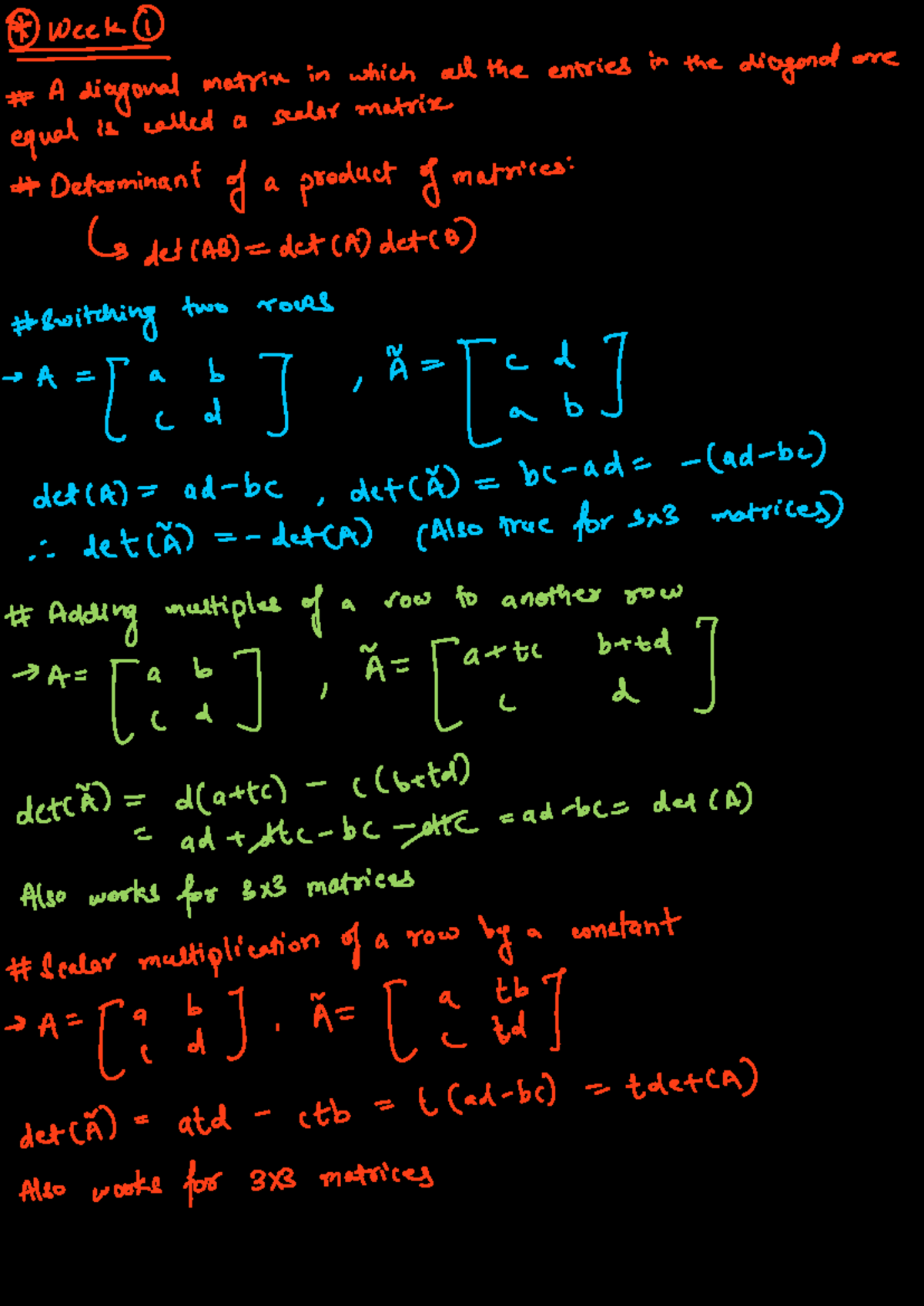 IITM Maths - week I A diagonal matrix in which matrix all the entries ...