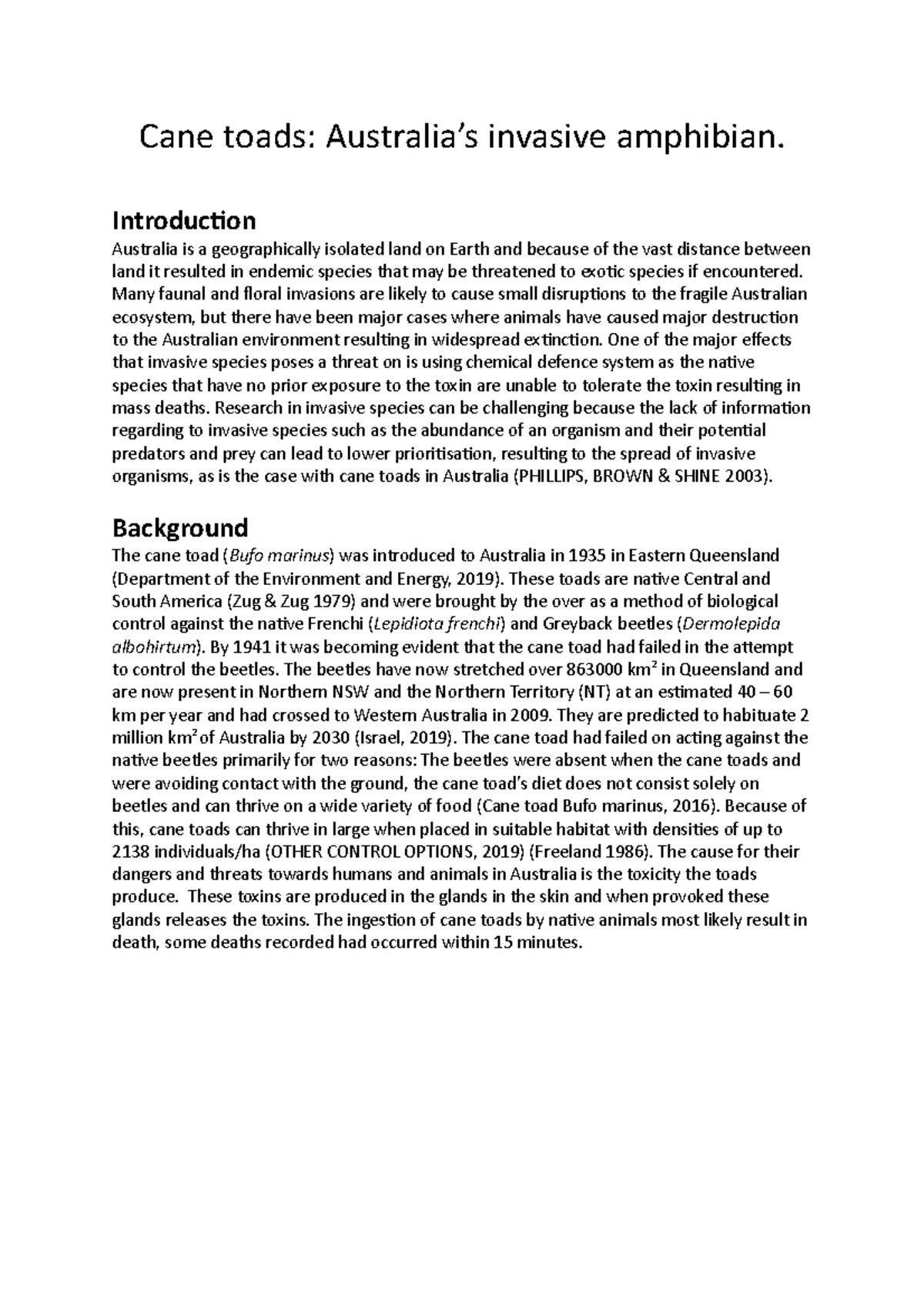 Issues report Cane toads - Cane toads: Australia’s invasive amphibian ...