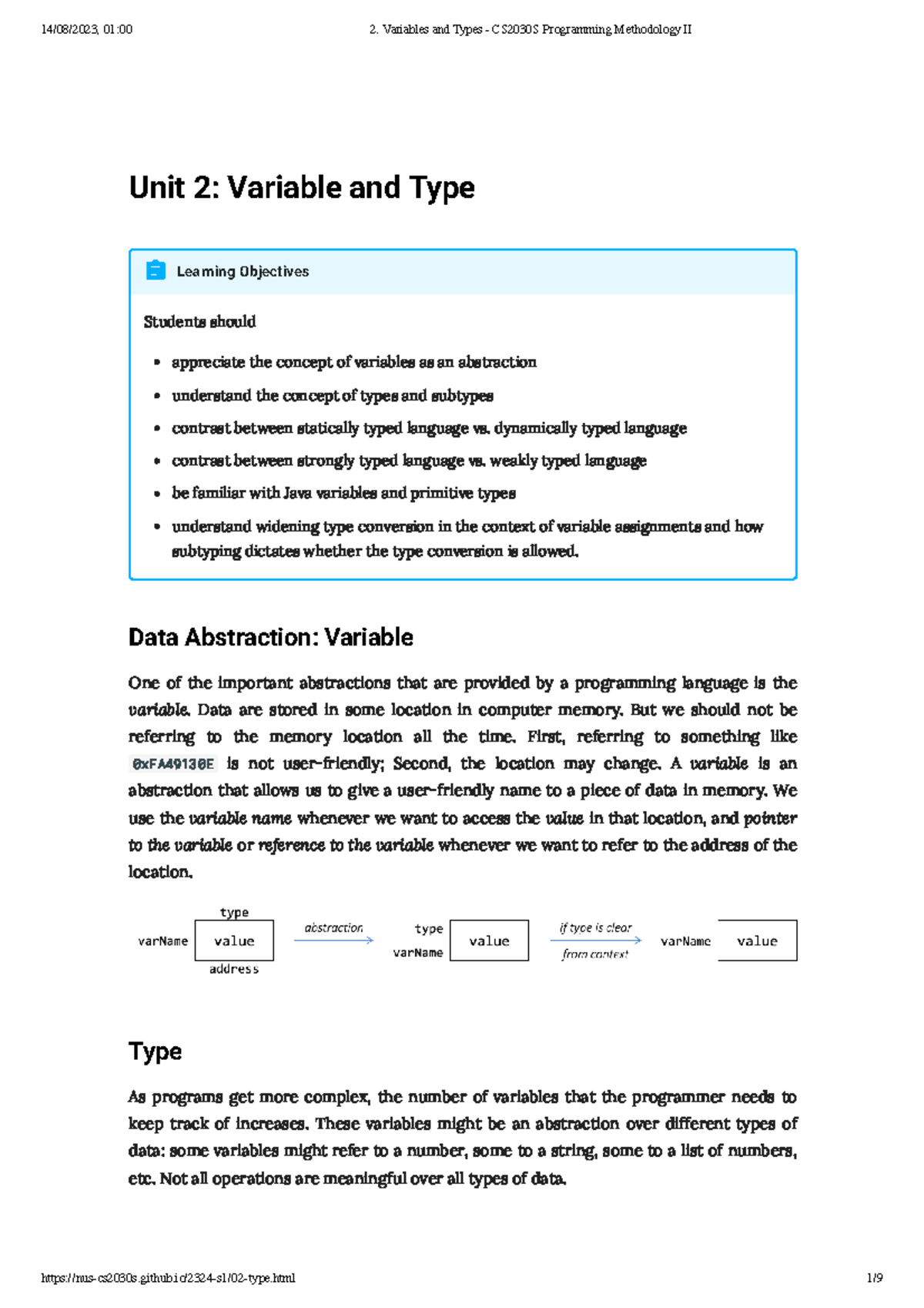 2. Variables and Types - notes - Unit 2: Variable and Type Students ...