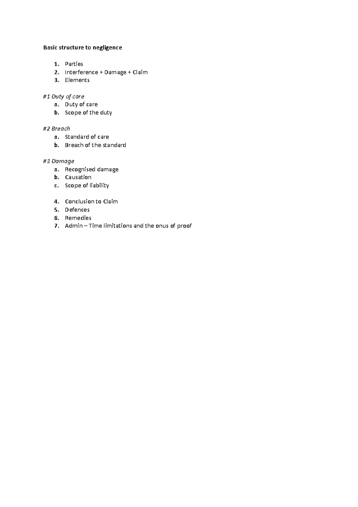 Structures - Basic structure to negligence Parties Interference ...