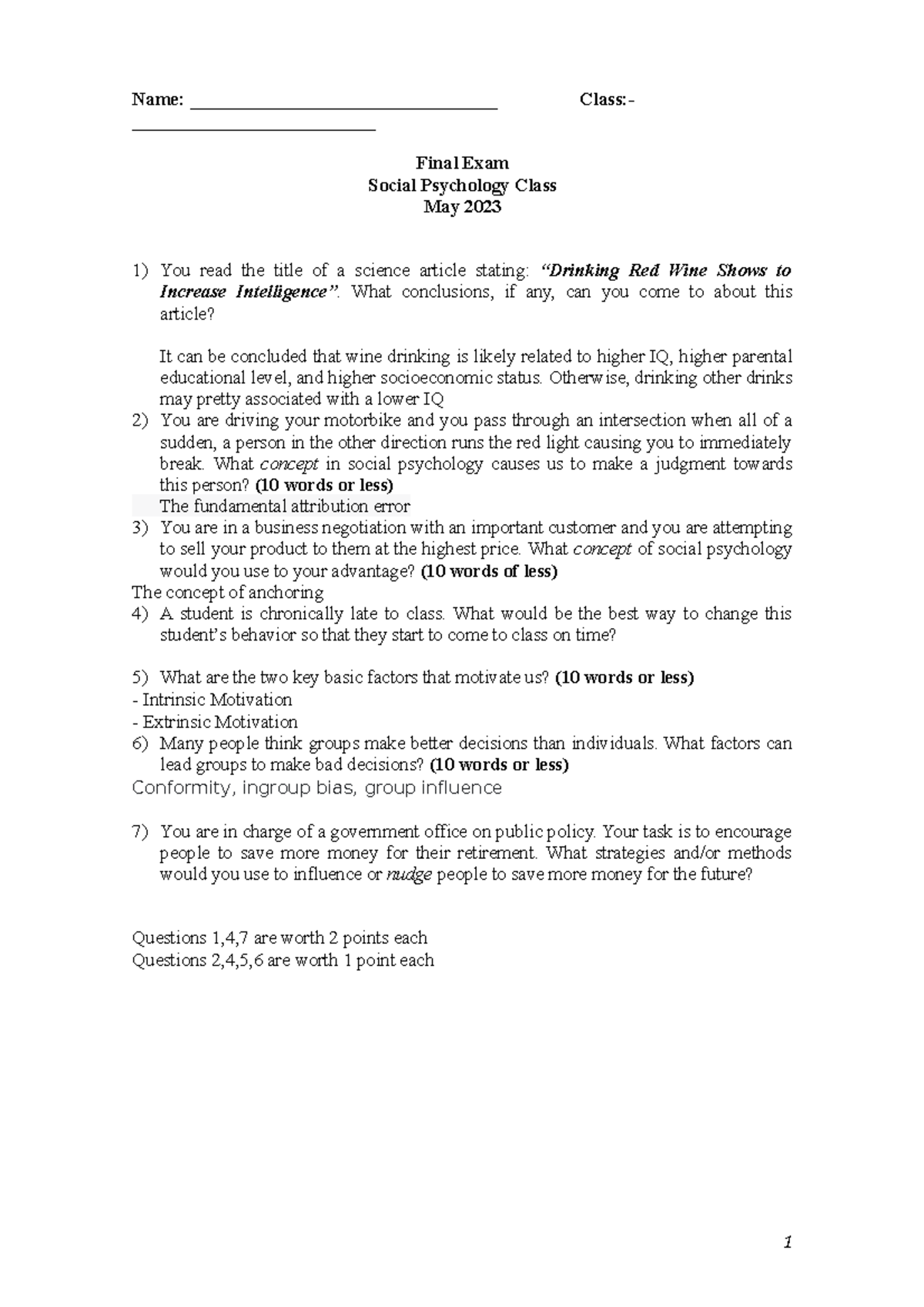 Final Exam Class 14 - vi mô - Name ...