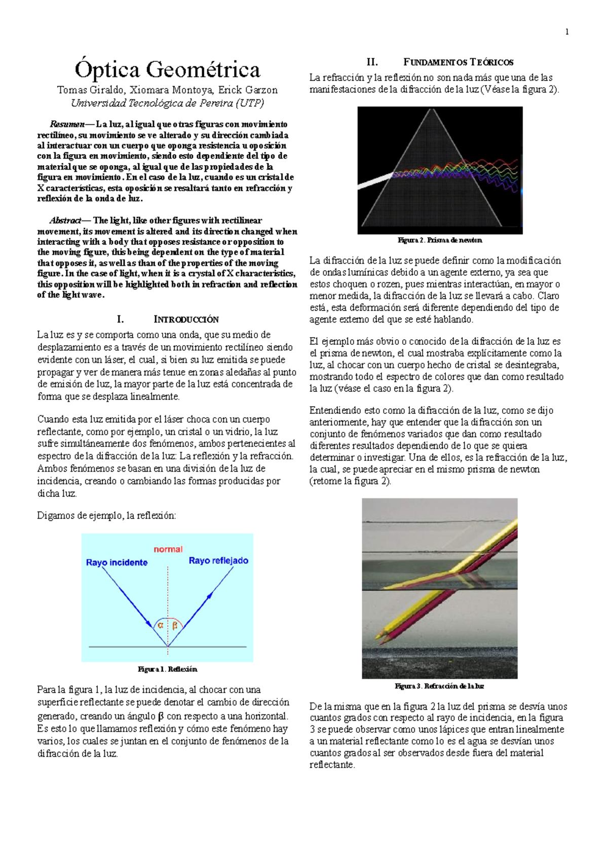 Prac.4 Optica Geometrica - Óptica Geométrica Tomas Giraldo, Xiomara ...