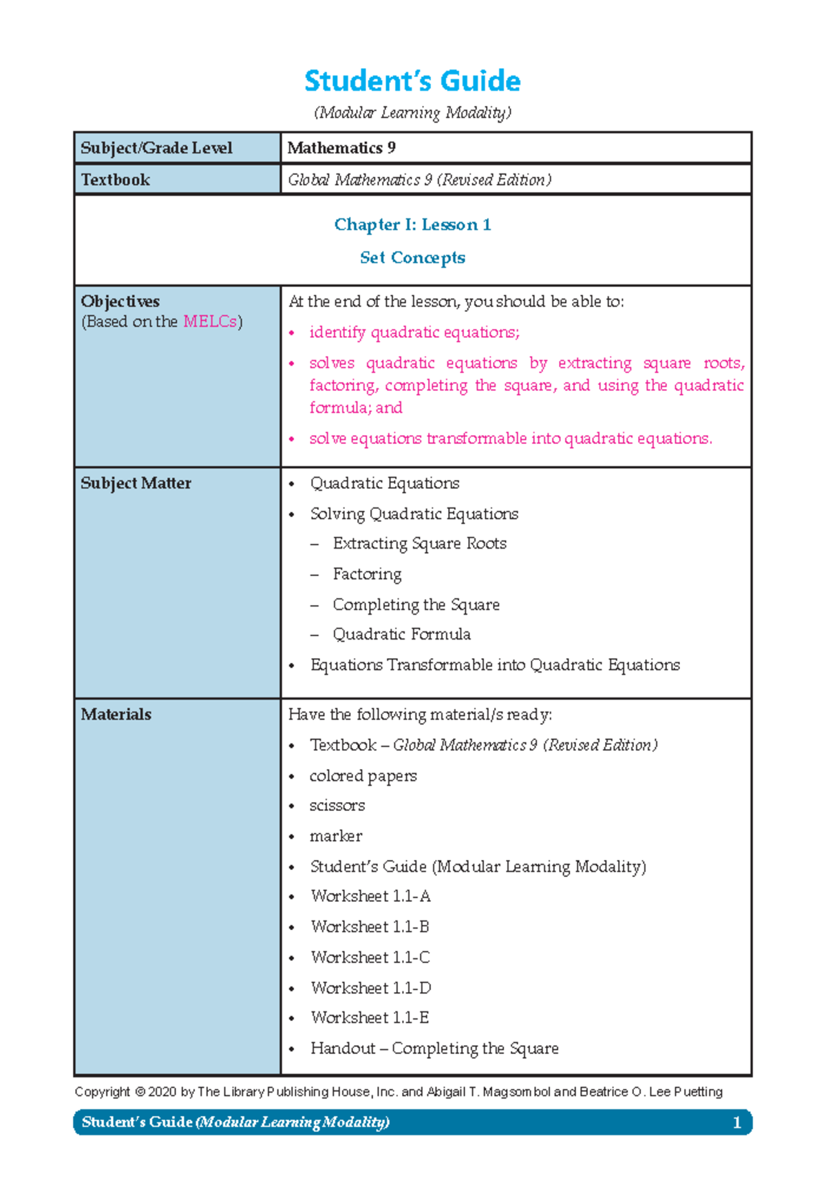 Global Math 9 Student s Guide (Modular) - Student’s Guide (Modular ...