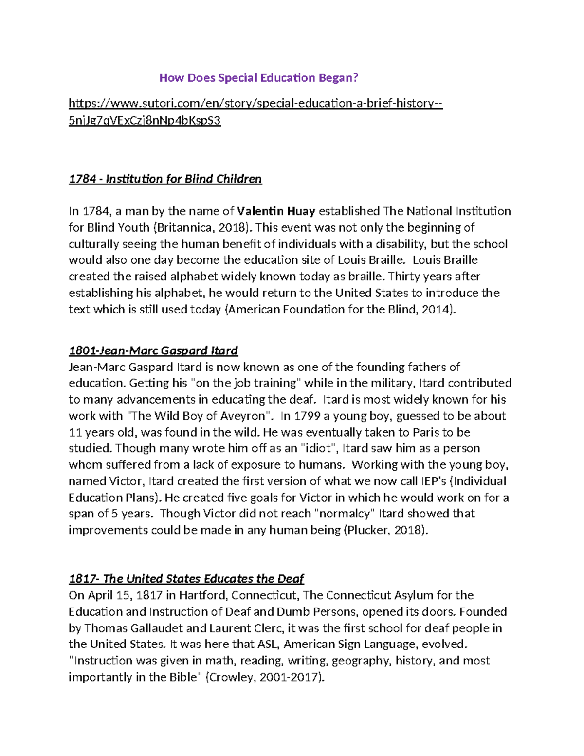 History-of-Special-Education - How Does Special Education Began? - Studocu