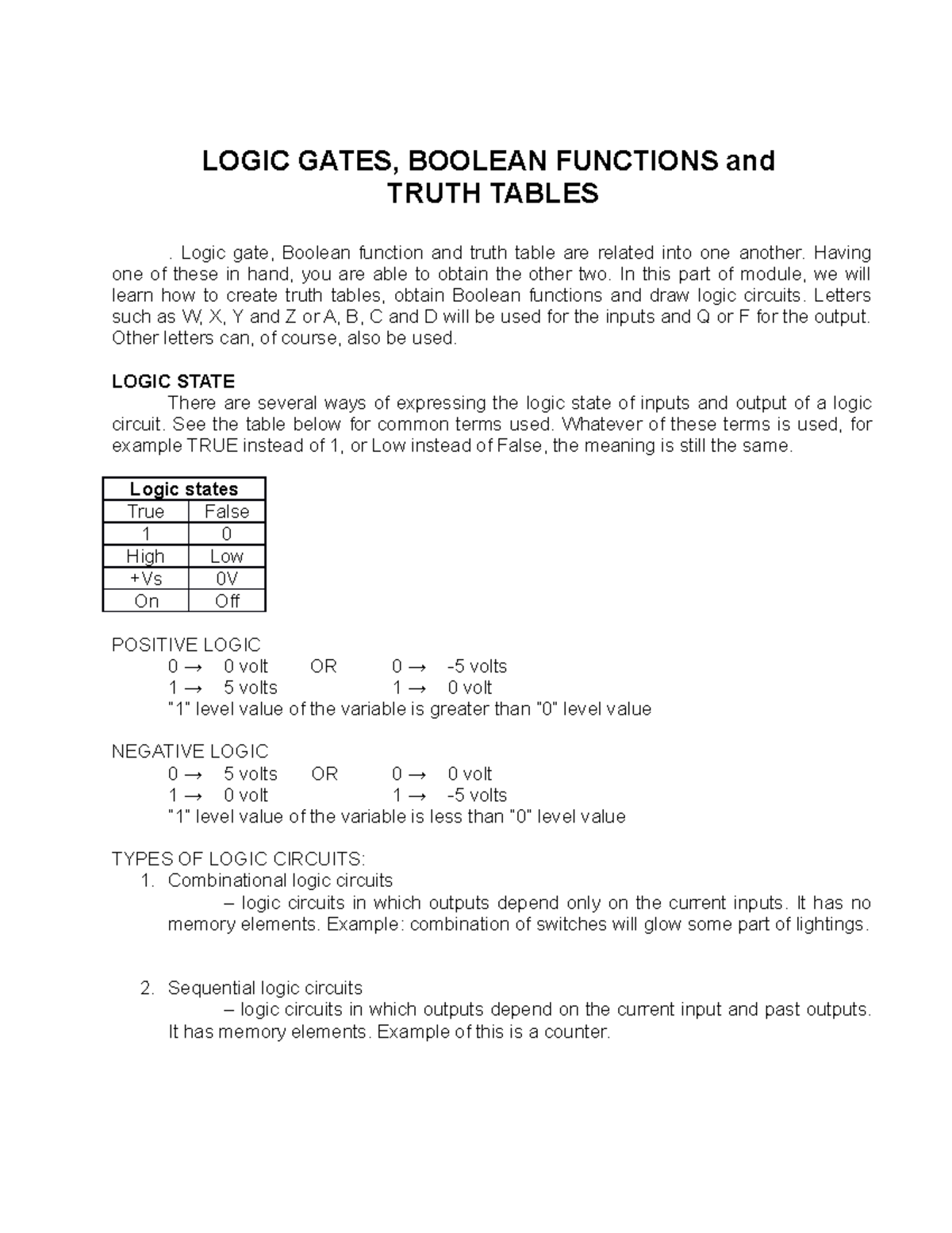 4 Logicgates Boolean Functionsand Truth Tables Logic Gates Boolean