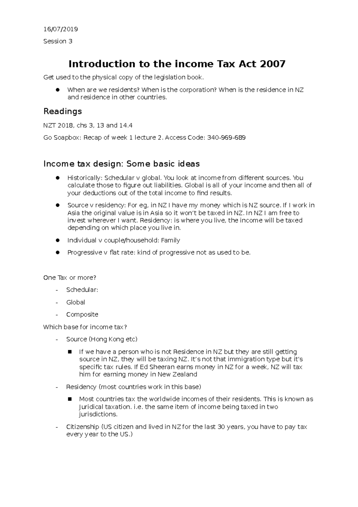 Session 3 Introduction to the income Tax Act 2007 - When are we ...