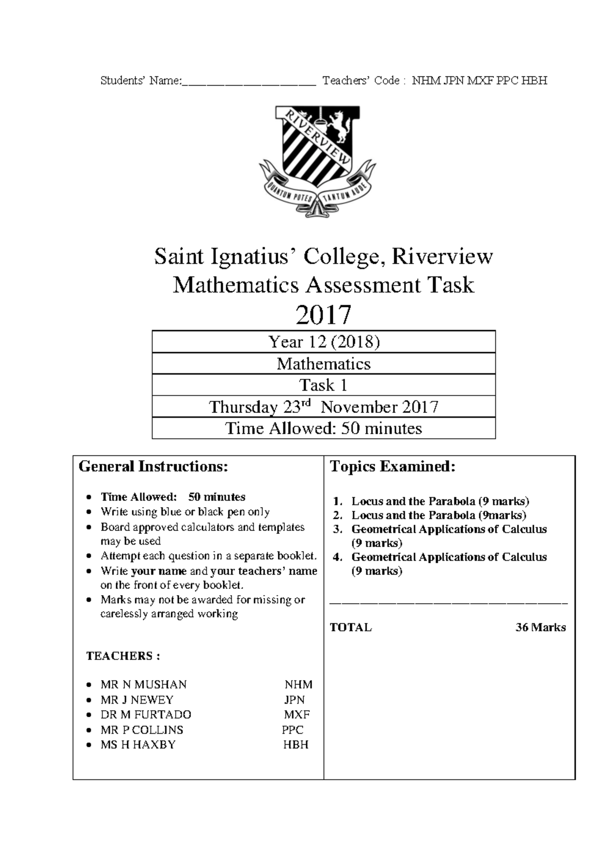 2018 Yr 12 2U Task 1 (Term 4 2017 ) - Students’ Name ...