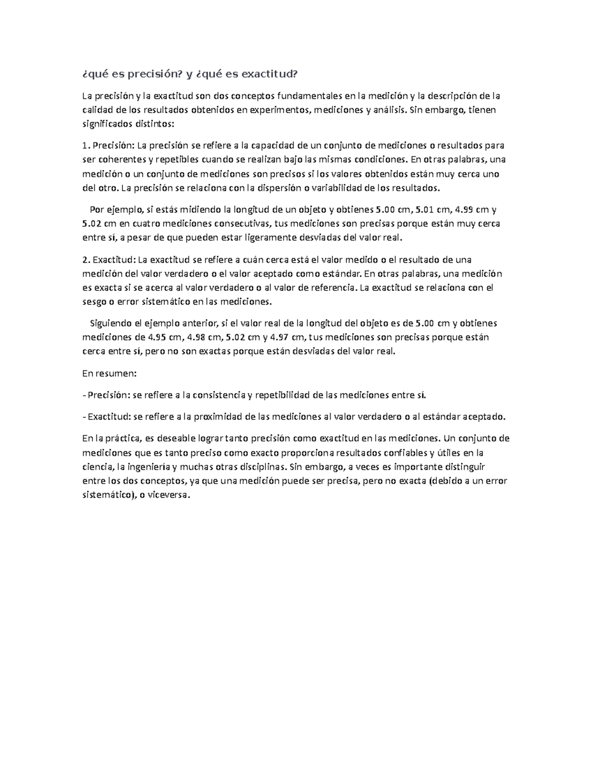 Qué es precisión - ¿qué es precisión? y ¿qué es exactitud? La precisión ...
