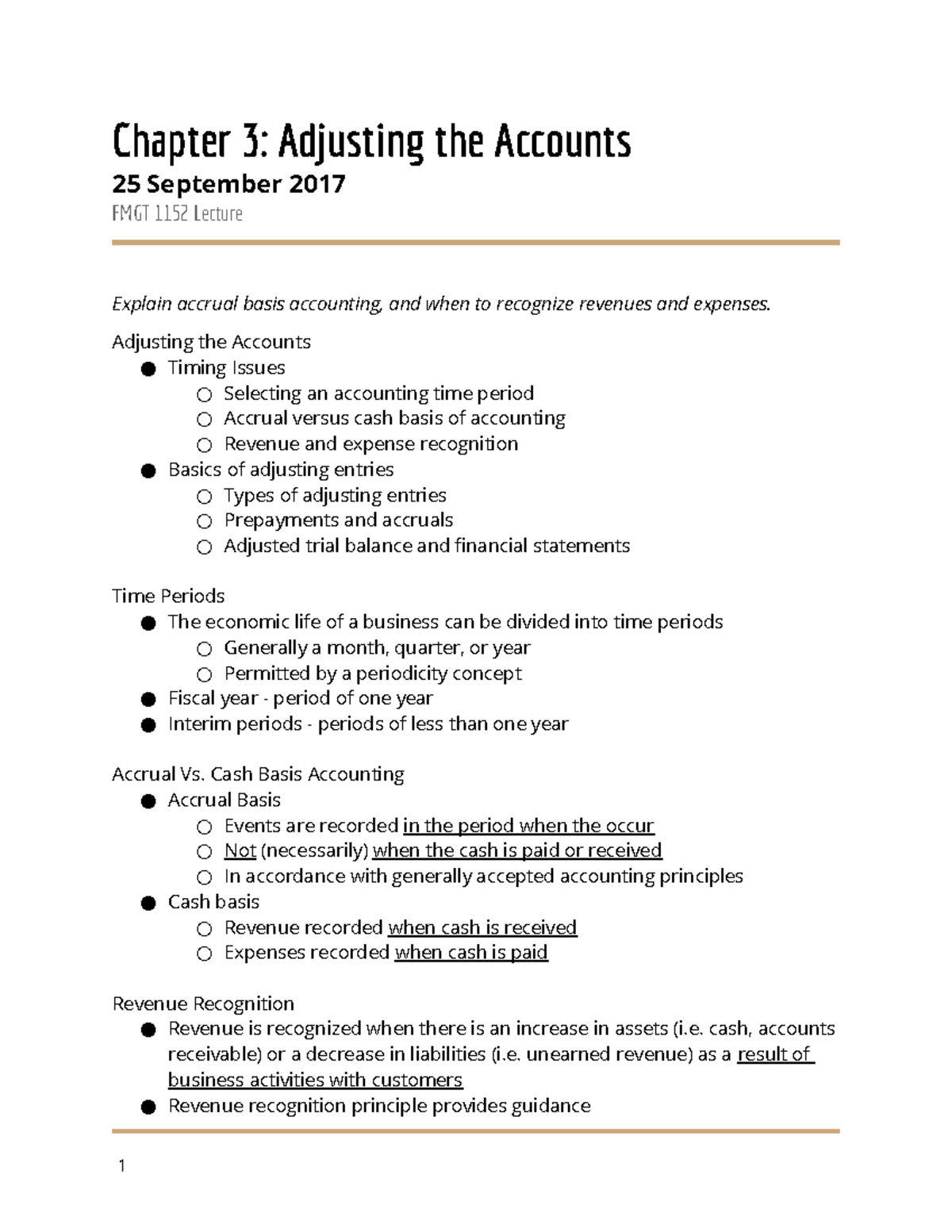 Chapter 3: Adjusting the Accounts - Chapter 3: Adjusting the Accounts 25 September 2017 FMGT ...
