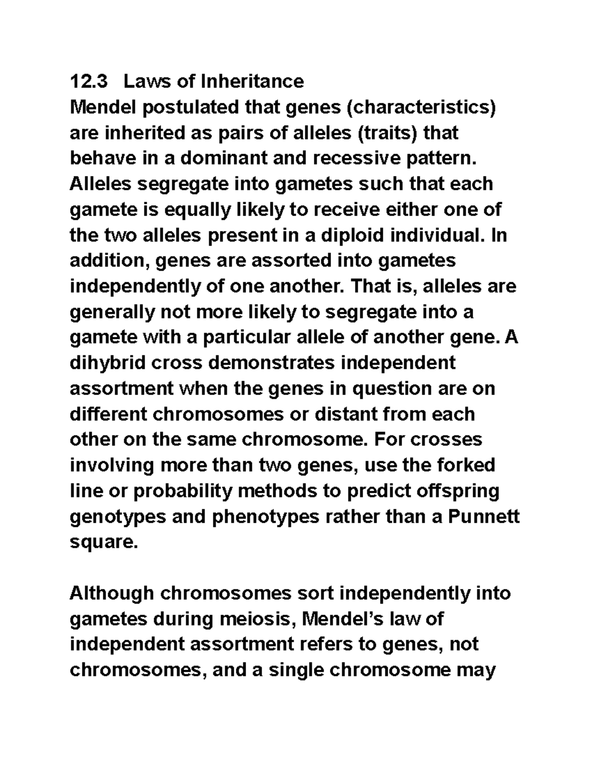 BIOL 1345 Module 10 Mendelian Inheritance - 12 Laws of Inheritance Mendel postulated that genes ...