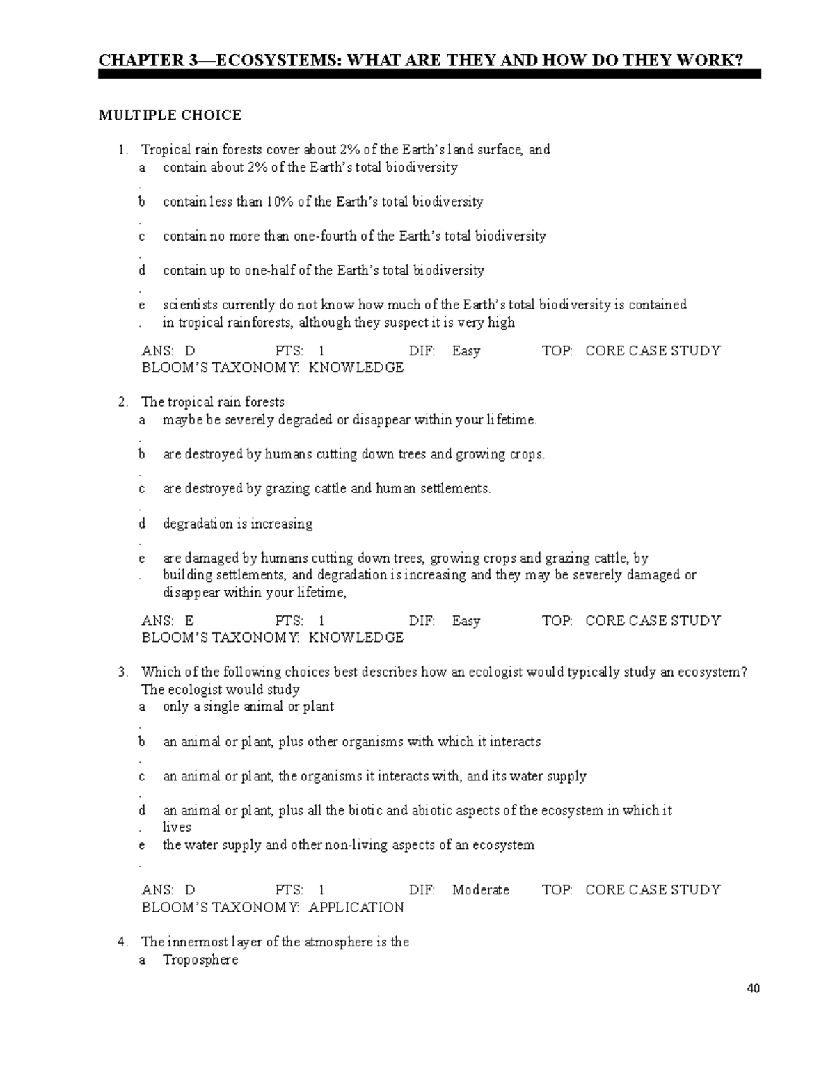 Chap 03 - Environmental Science - CHAPTER 3—ECOSYSTEMS: WHAT ARE THEY ...